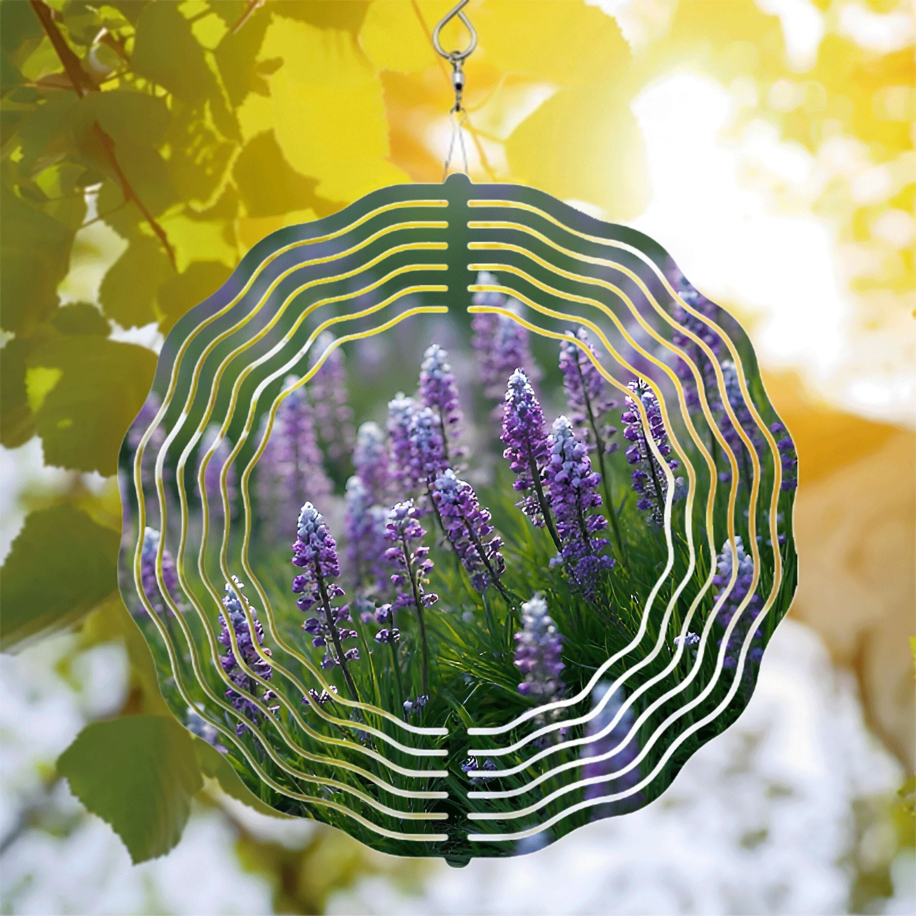 Vibrant Metal Hanging Wind Spinner with Wave Pattern Design - Beautiful ...