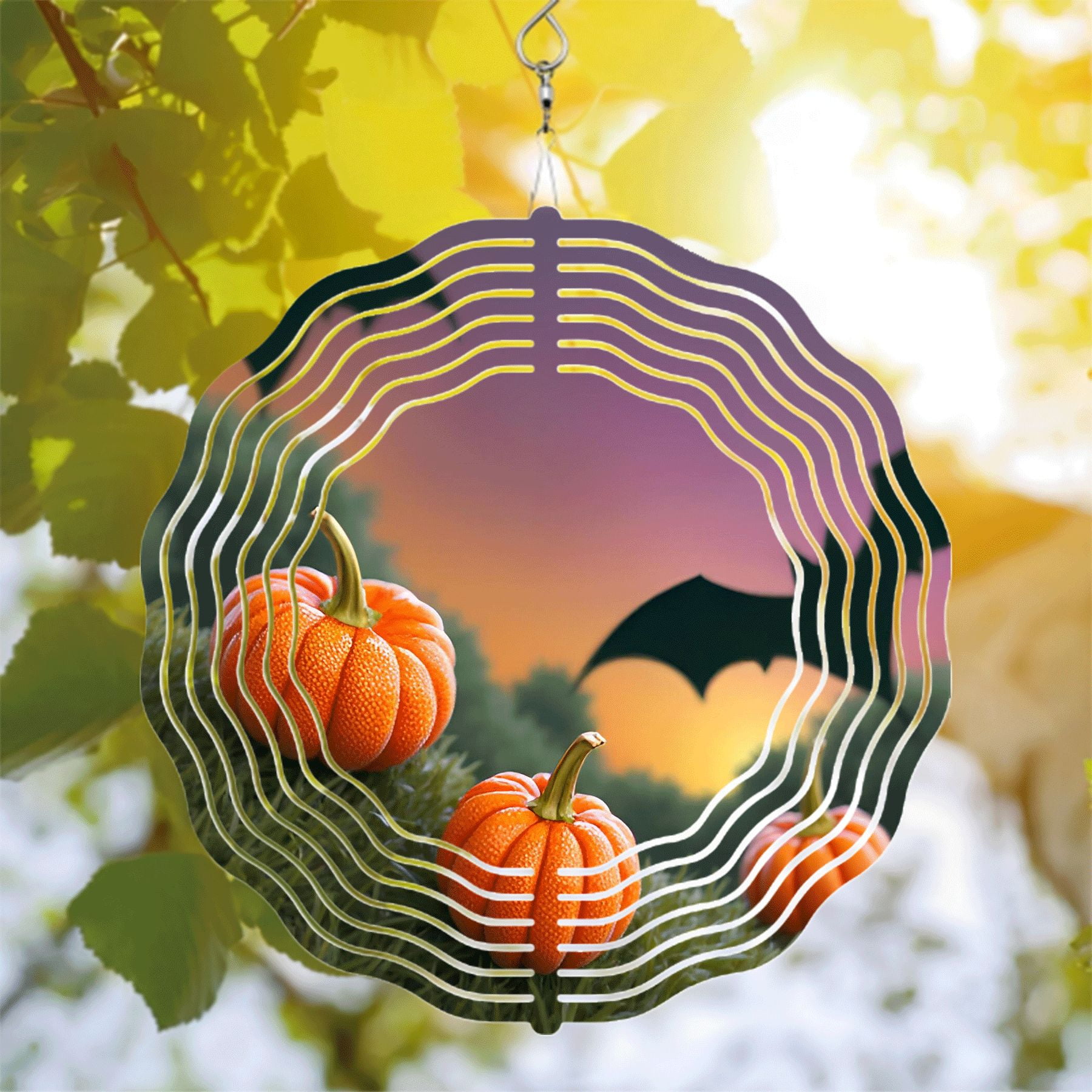 Vibrant Metal Hanging Wind Spinner with Wave Pattern Design - Perfect ...
