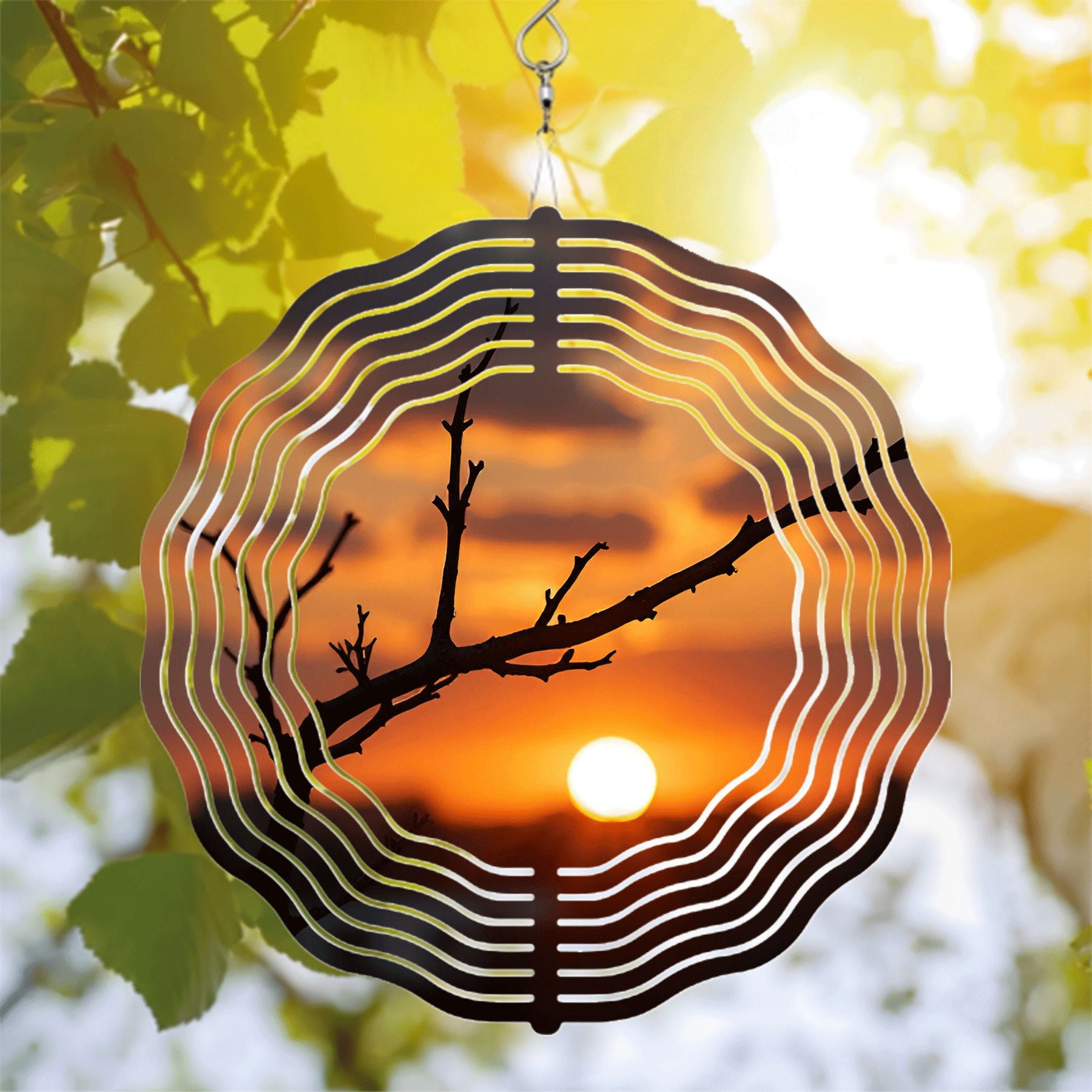 Vibrant Metal Hanging Wind Spinners & Chimes - Artistic Tree Branch ...