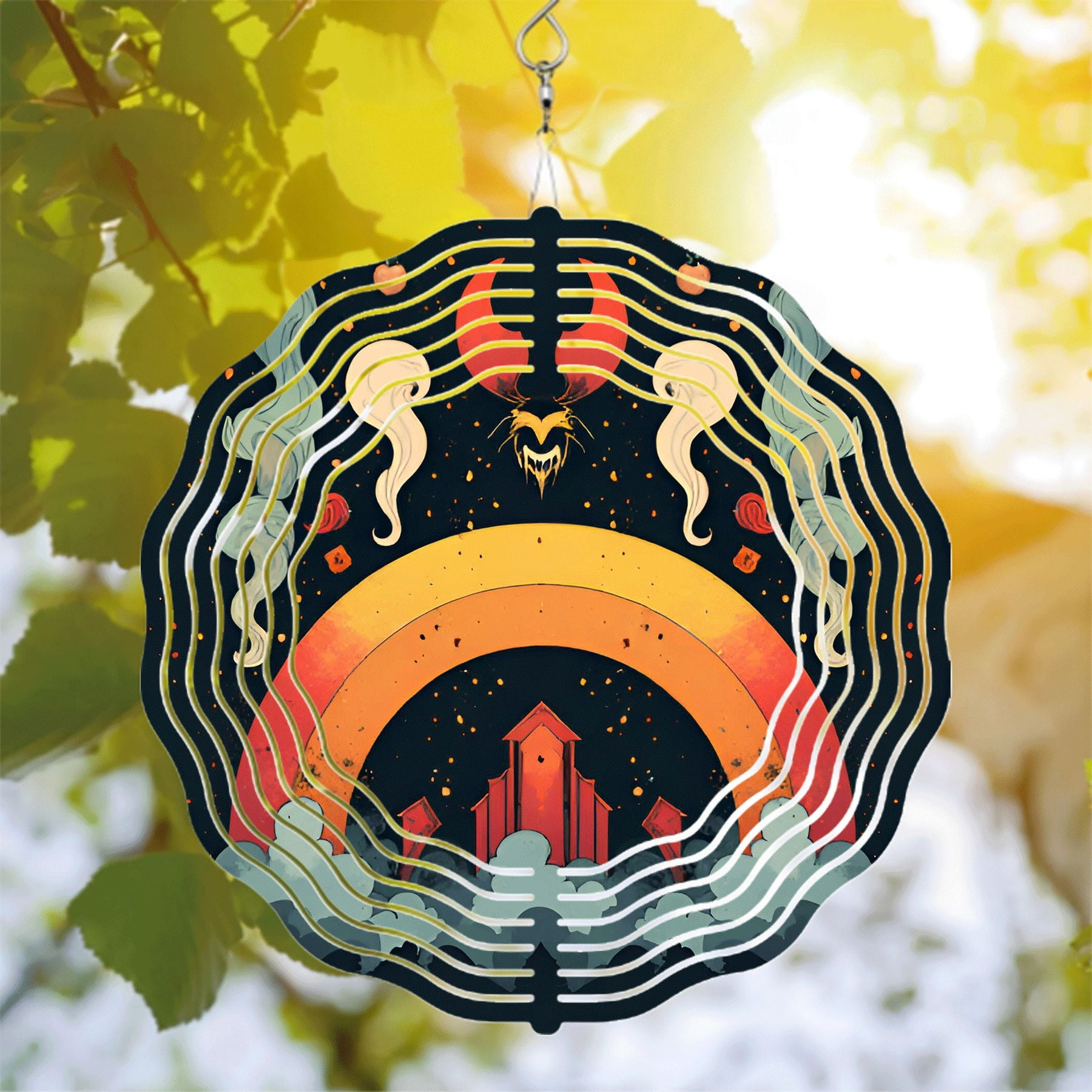 Vibrant Metal Hanging Wind Spinners & Chimes - Celestial Archway Design ...
