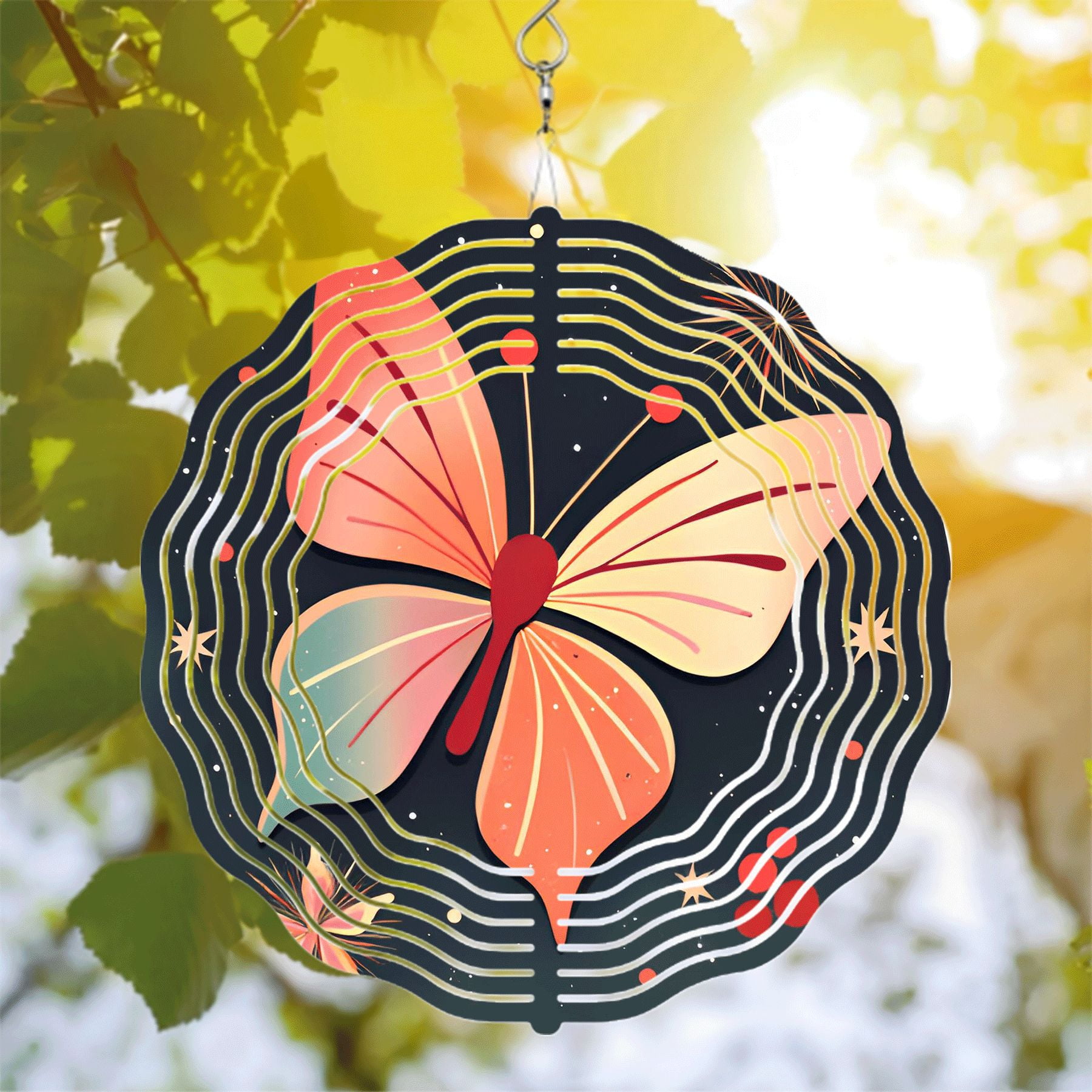 Vibrant Metal Hanging Wind Spinners & Chimes - Colorful Butterfly ...