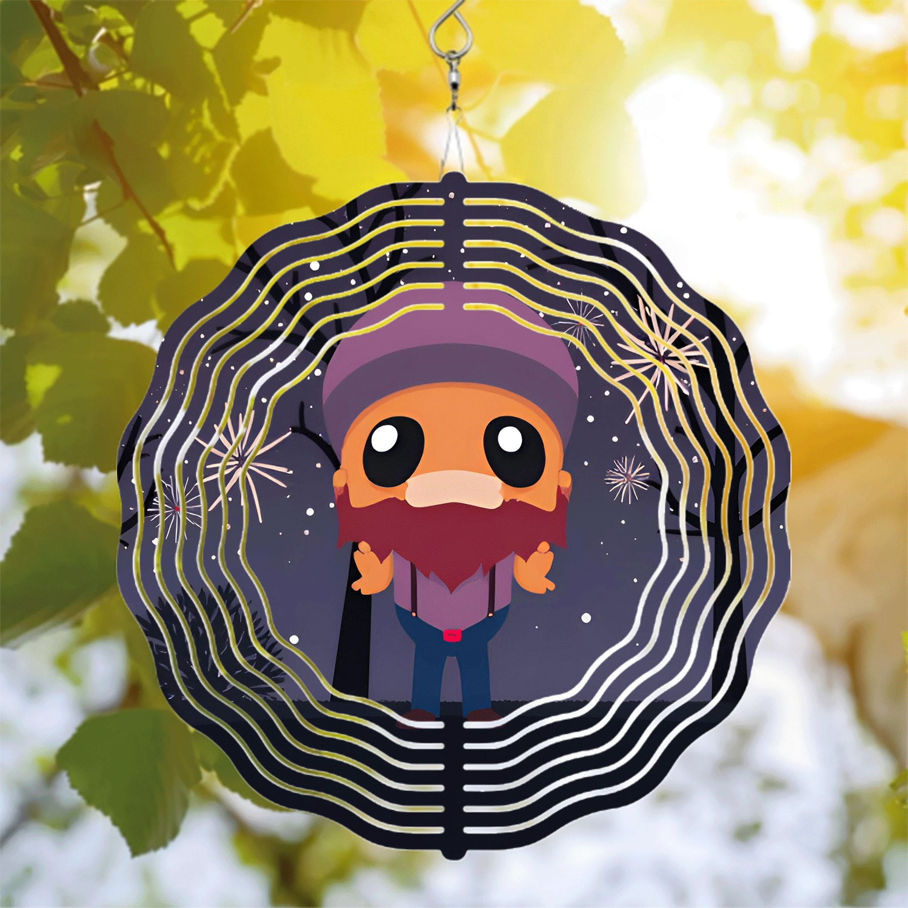Vibrant Metal Hanging Wind Spinners & Chimes - Concentric Circular ...