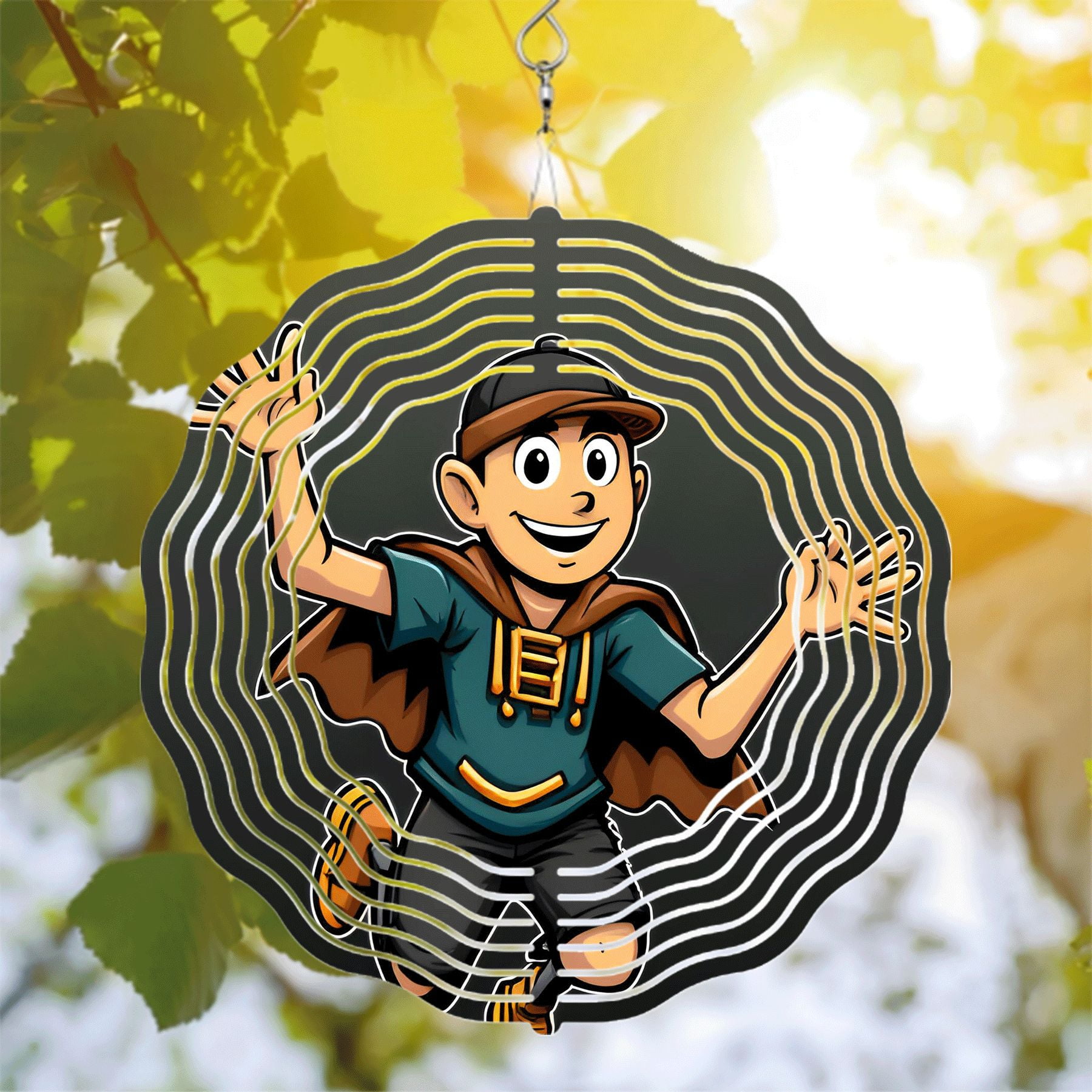 Vibrant Metal Hanging Wind Spinners & Chimes - Dynamic Sound Wave ...