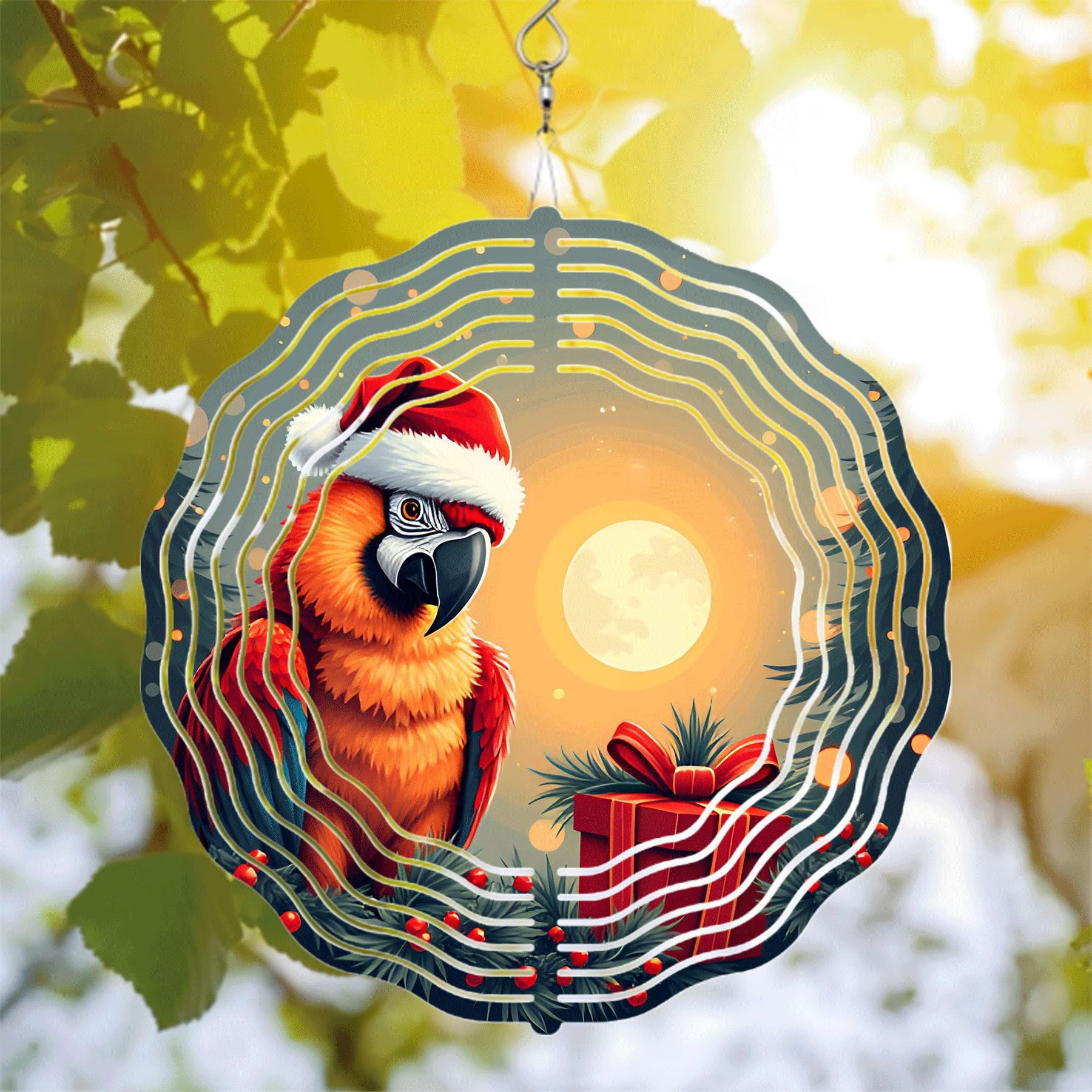 Vibrant Metal Hanging Wind Spinners & Chimes - Festive Parrot Design ...