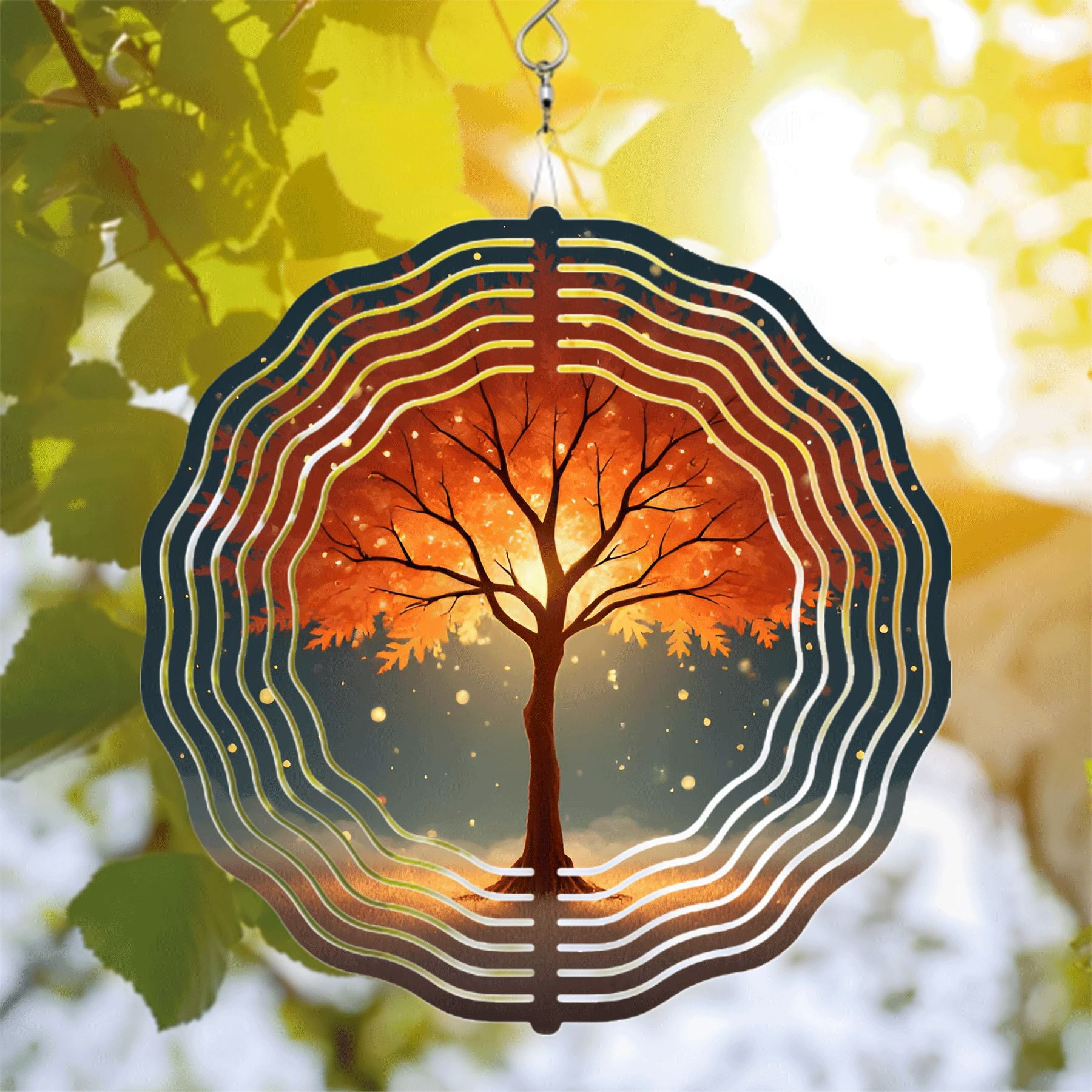 Vibrant Metal Hanging Wind Spinners & Chimes - Mesmerizing Concentric ...