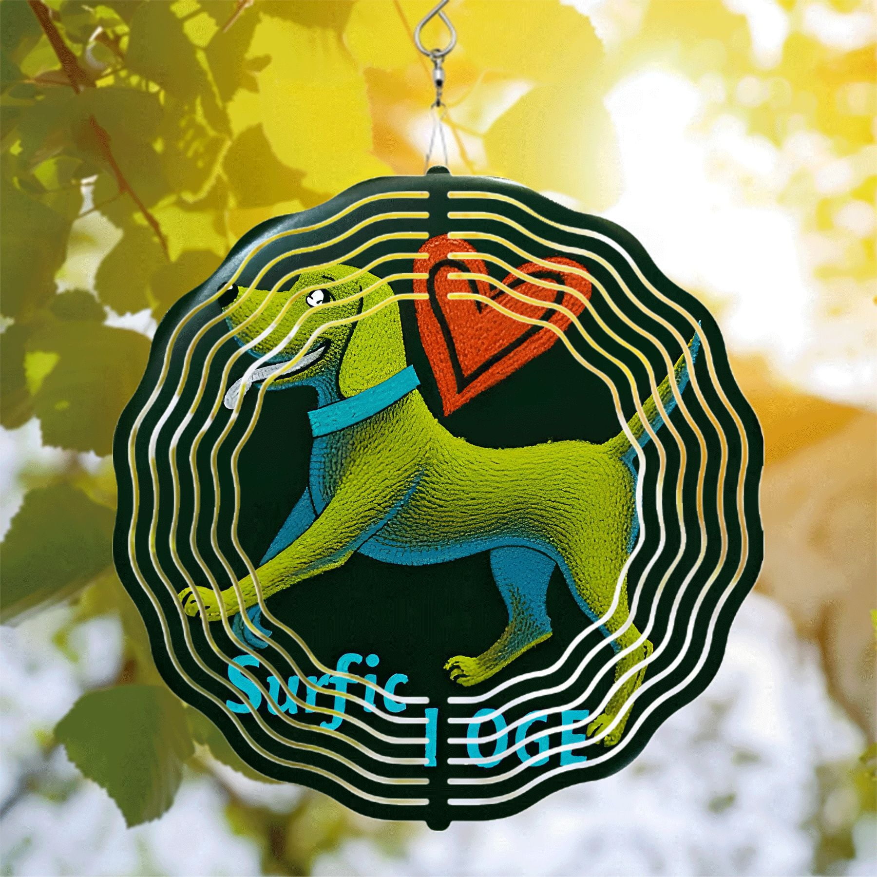 Vibrant Metal Hanging Wind Spinners & Chimes - Playful Dog Design with ...
