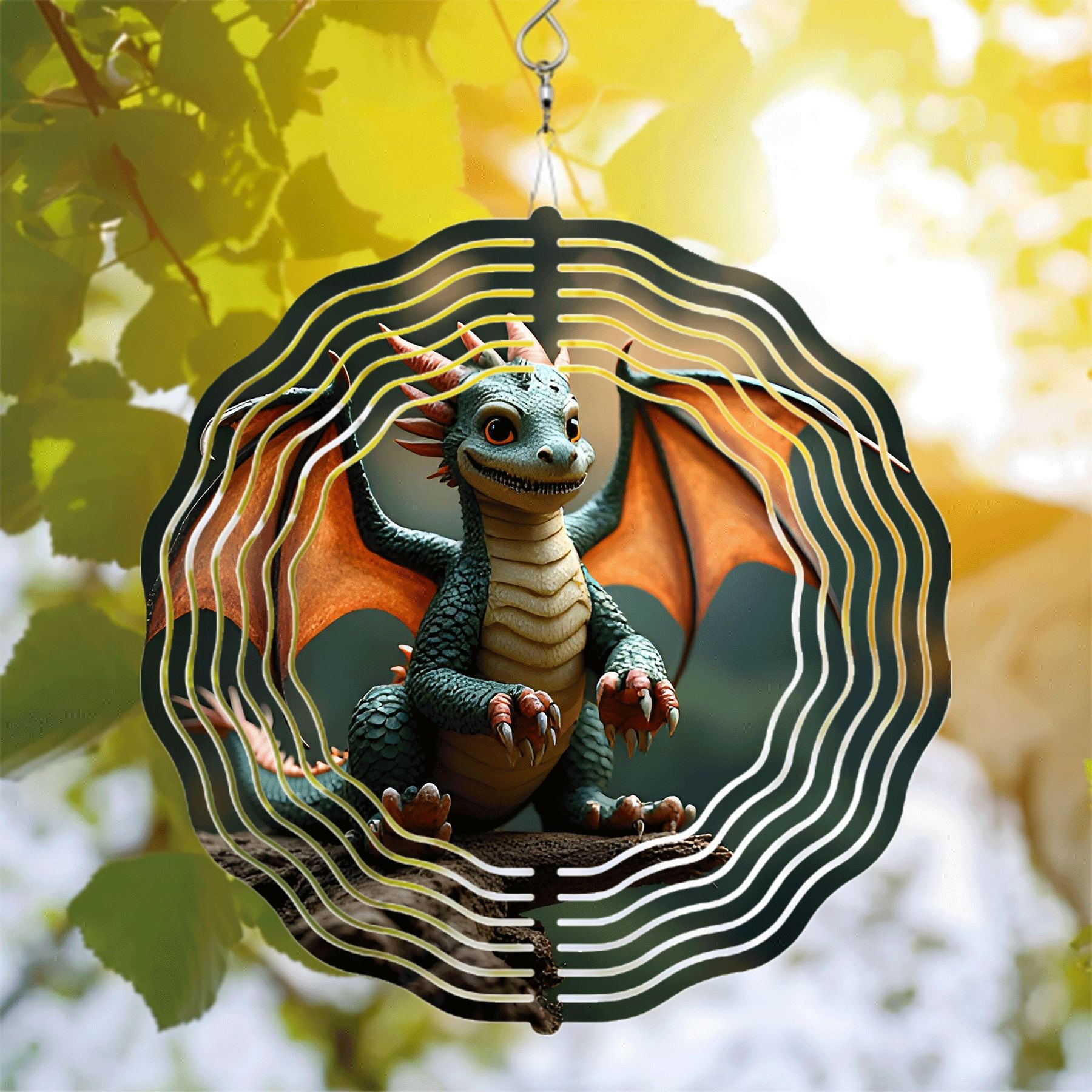Vibrant Metal Hanging Wind Spinners & Chimes - Playful Sound Wave ...