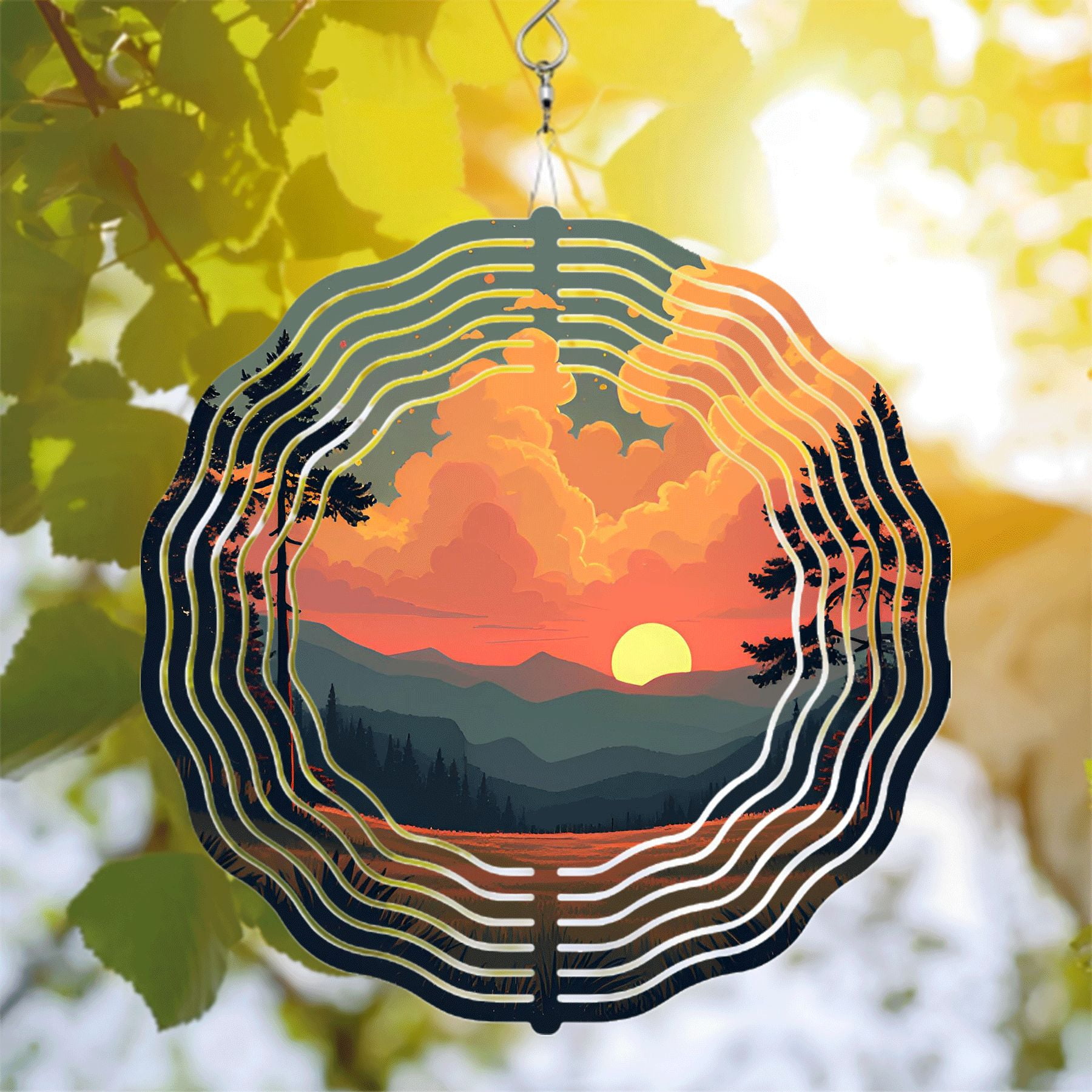 Vibrant Metal Hanging Wind Spinners & Chimes - Serene Garden Decor with ...