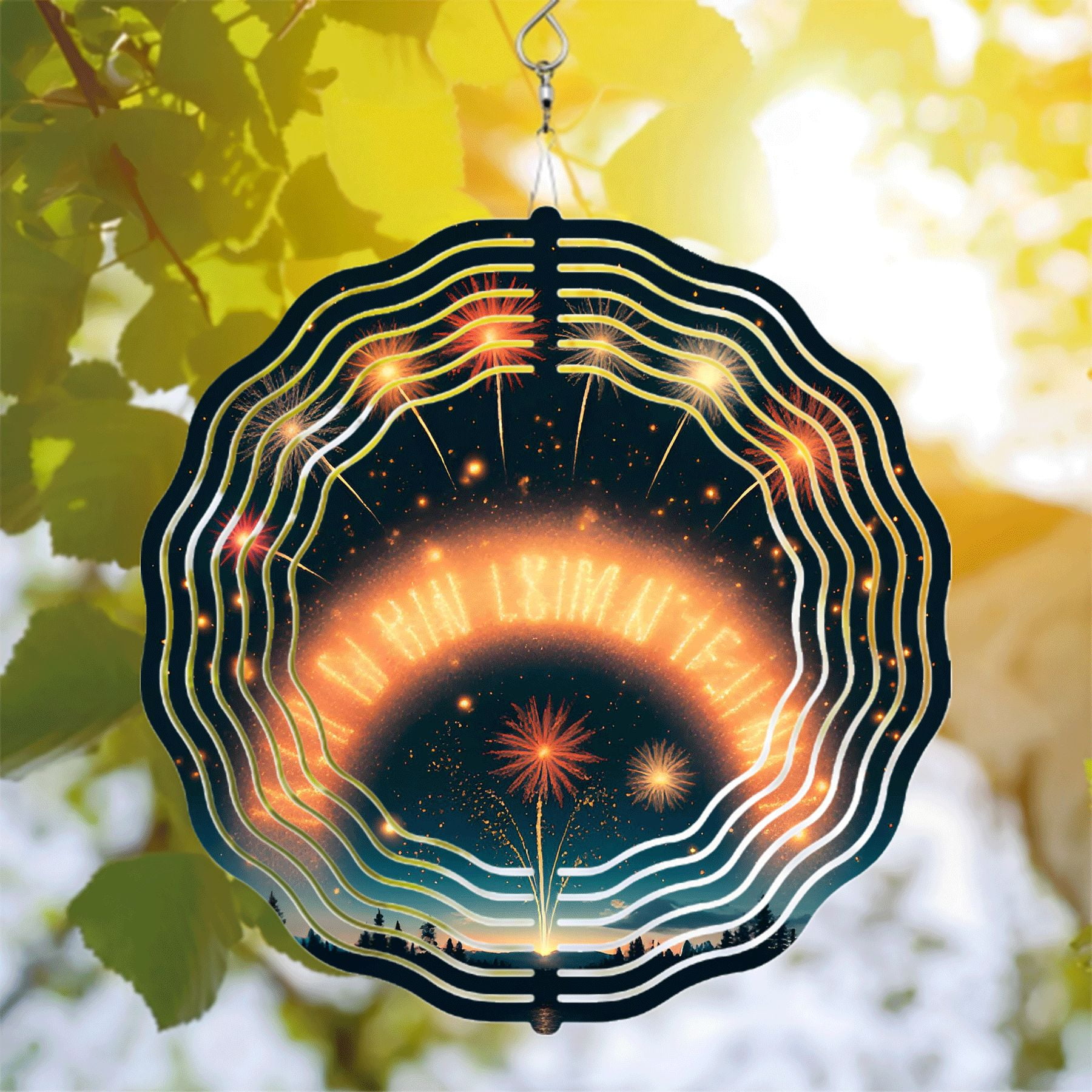 Vibrant Metal Hanging Wind Spinners & Chimes - Stunning Firework ...