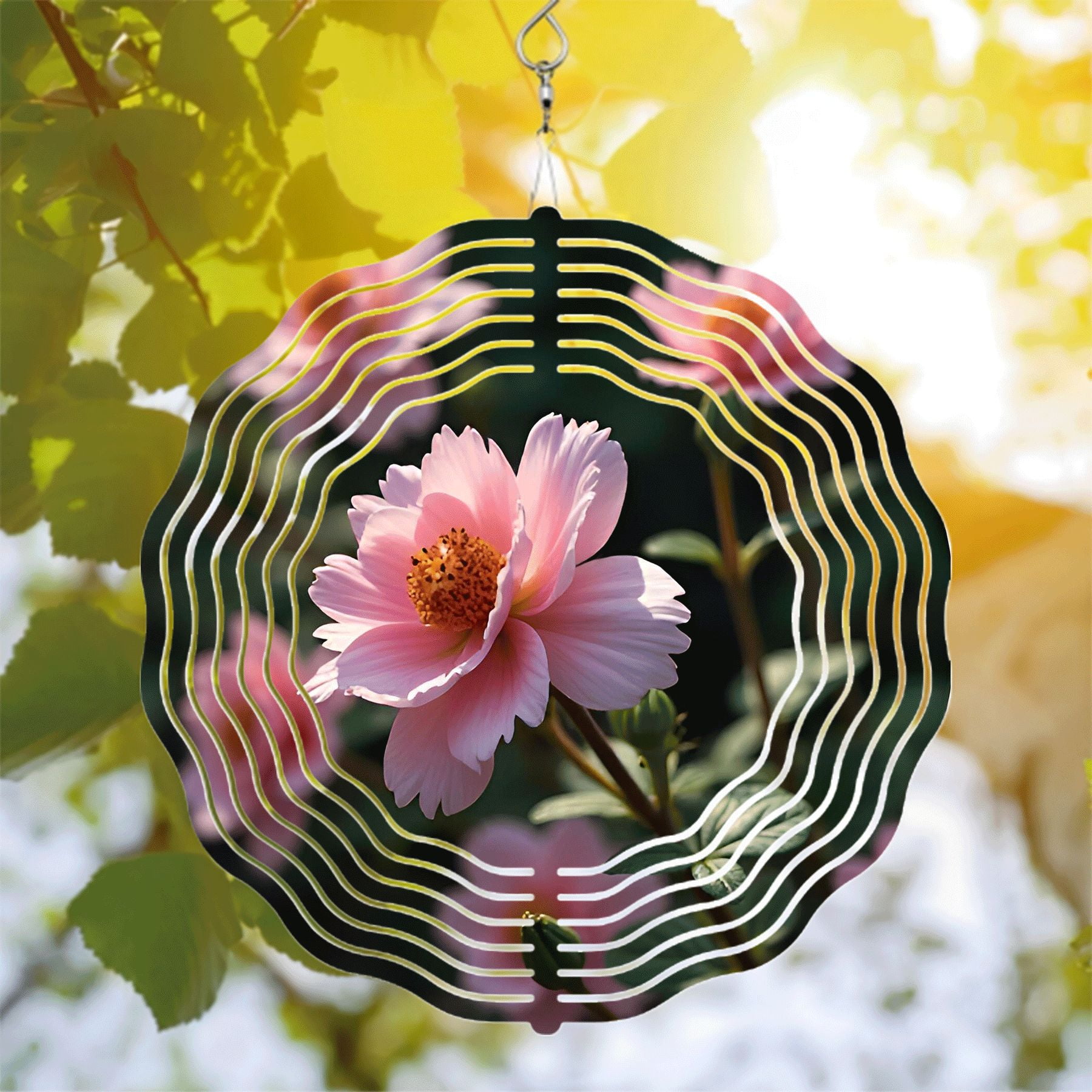 Vibrant Metal Hanging Wind Spinners & Chimes - Stunning Floral Design ...