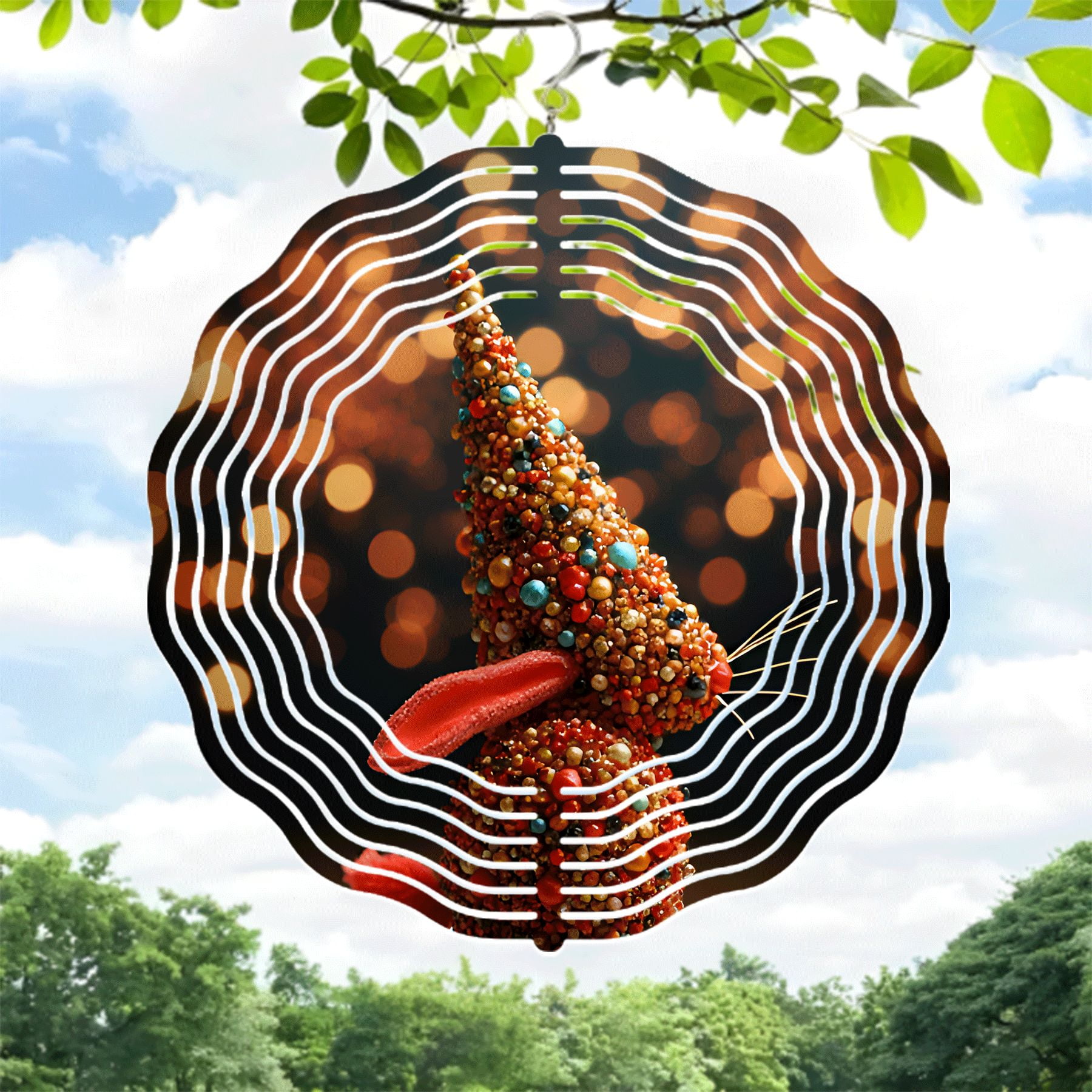 Vibrant Metal Hanging Wind Spinners & Chimes - Whimsical Bead Rabbit ...