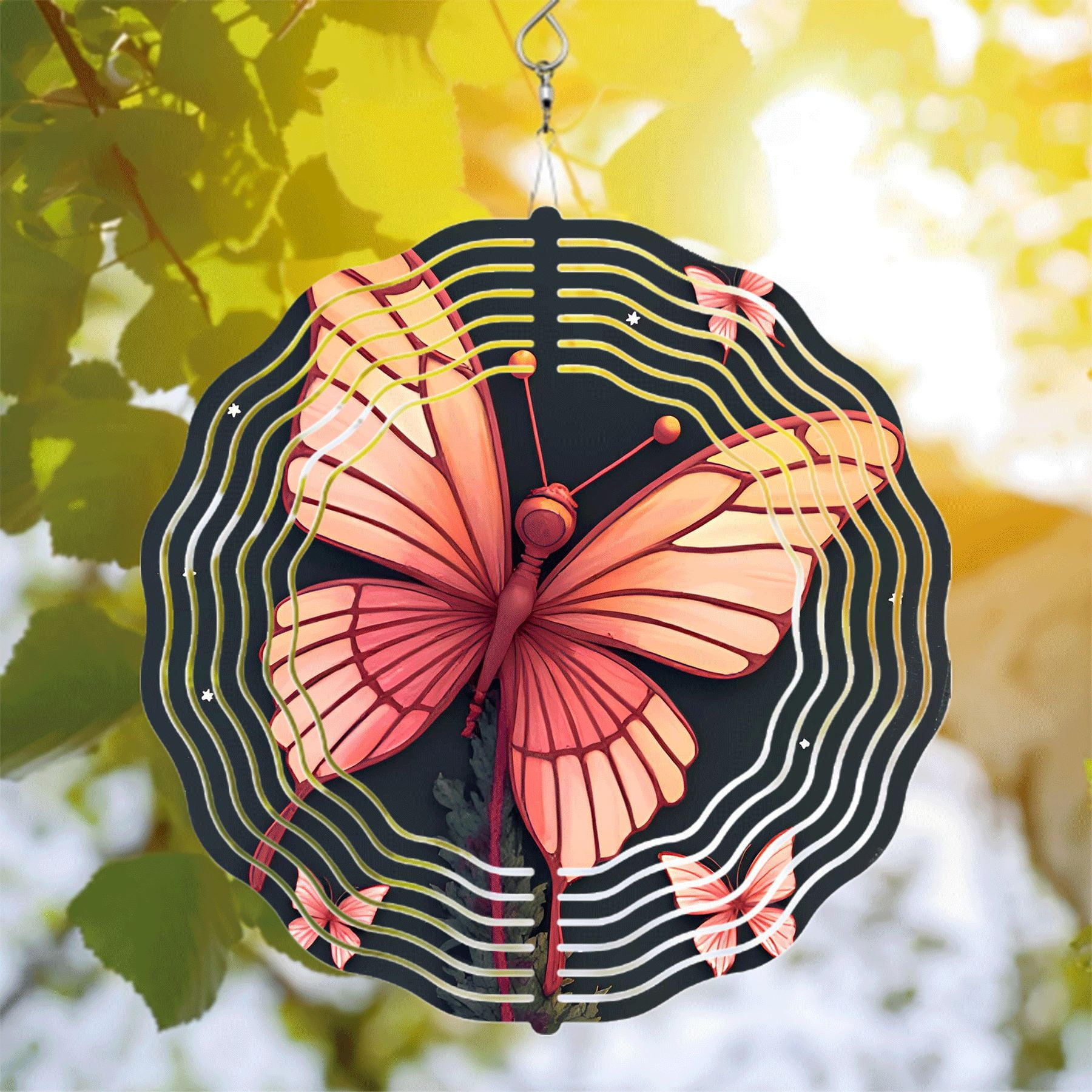 Vibrant Metal Hanging Wind Spinners & Chimes - Whimsical Butterfly ...