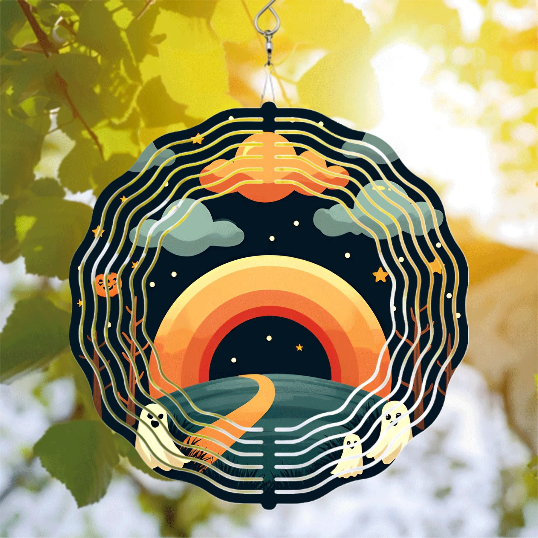 Vibrant Metal Hanging Wind Spinners & Chimes - Whimsical Rainbow Design ...