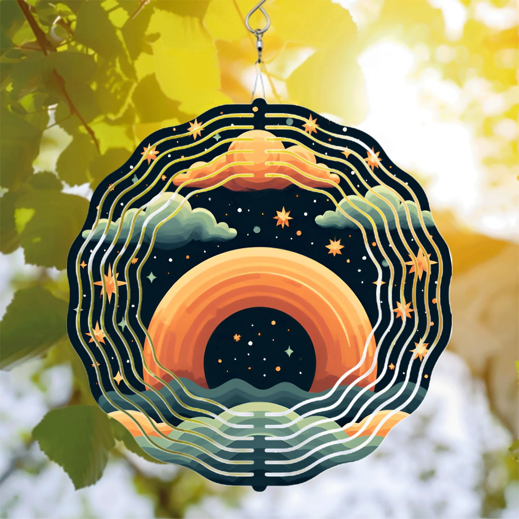 Vibrant Metal Hanging Wind Spinners & Chimes - Whimsical Rainbow Design ...