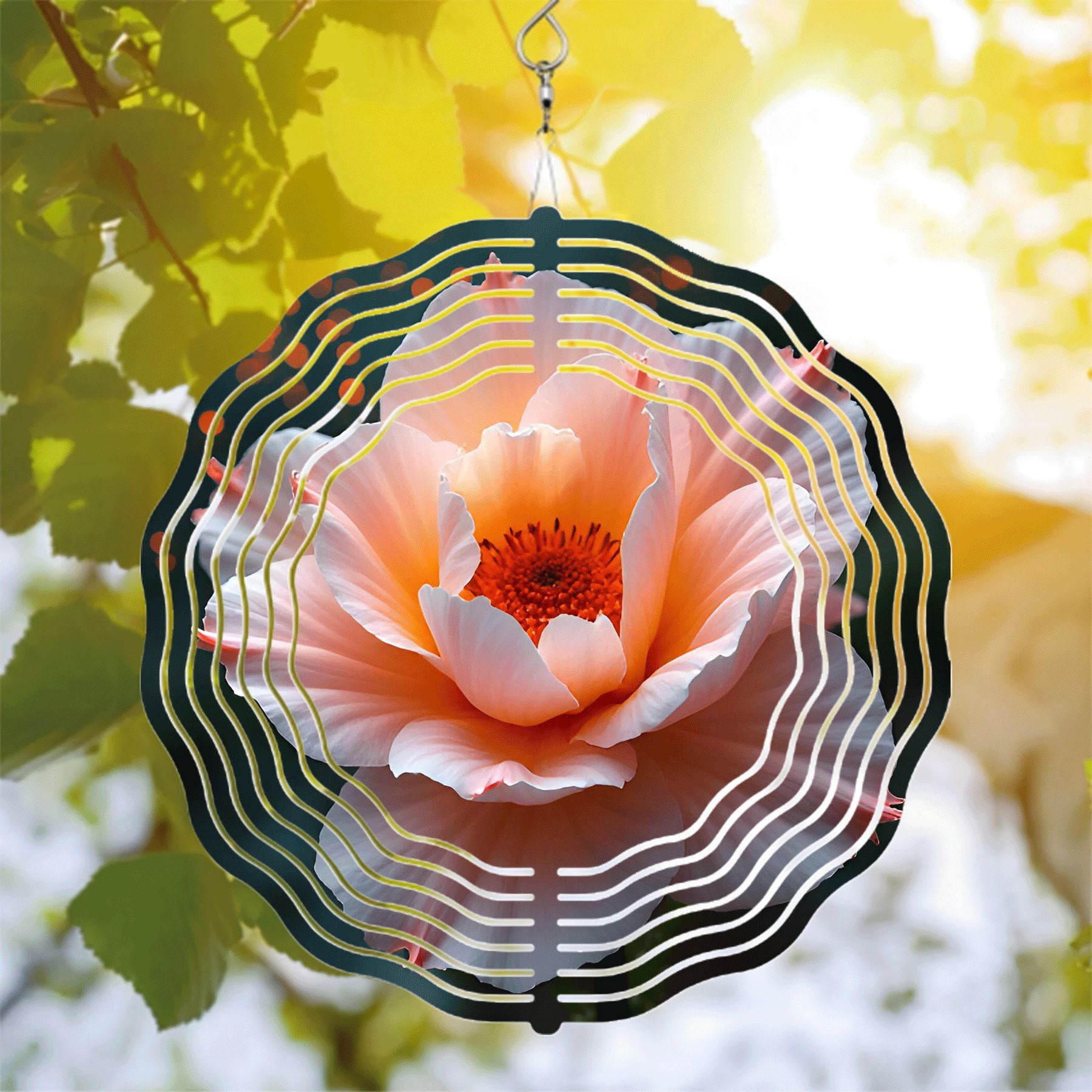 Vibrant Metal Hanging Wind Spinners & Chimes with Concentric Circle ...