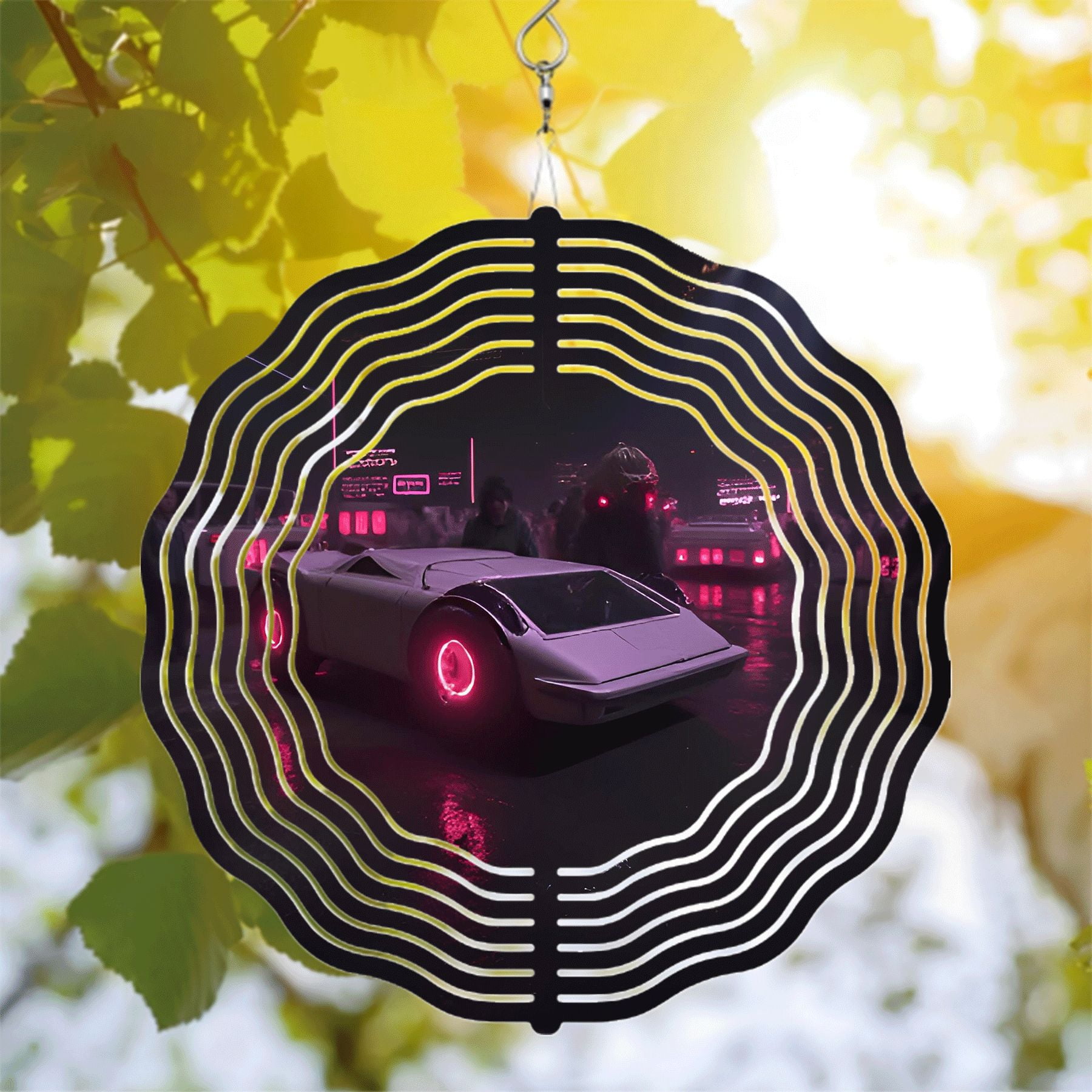 Vibrant Metal Hanging Wind Spinners - Cyberpunk-Inspired Design with ...