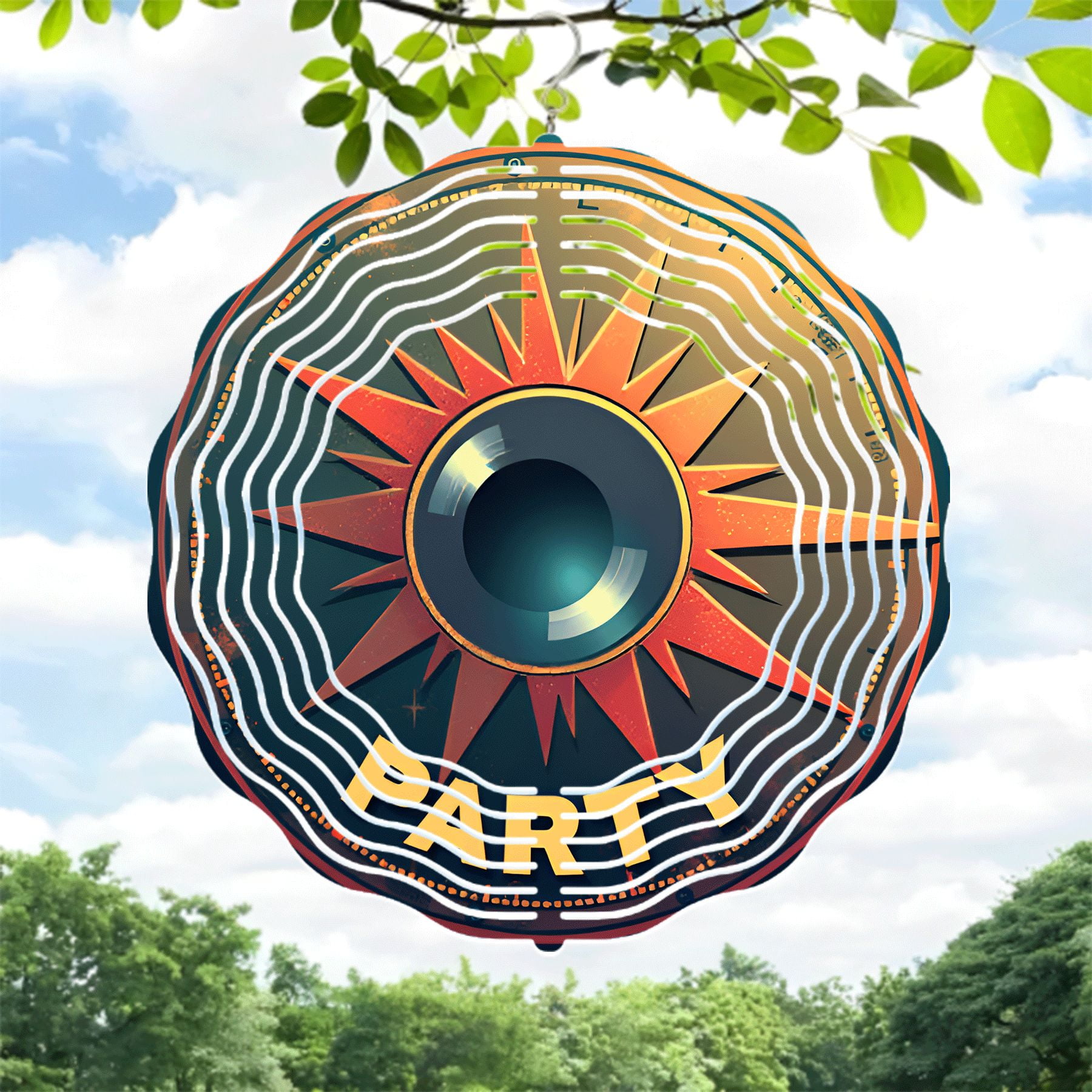 Vibrant Metal Hanging Wind Spinners Reflective Lens and Concentric ...