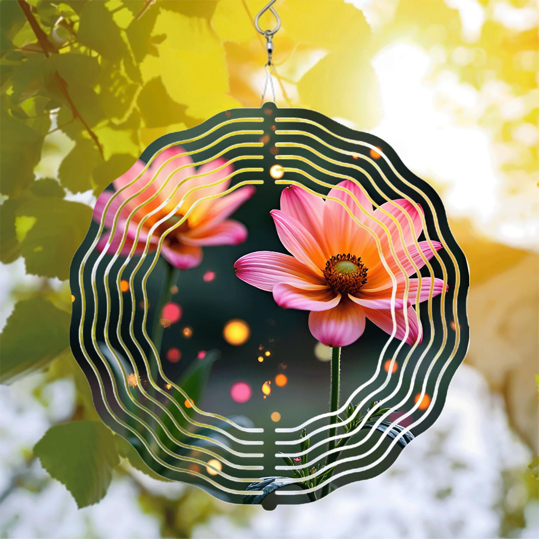 Vibrant Metal Hanging Wind Spinners with Abstract Circular Patterns ...