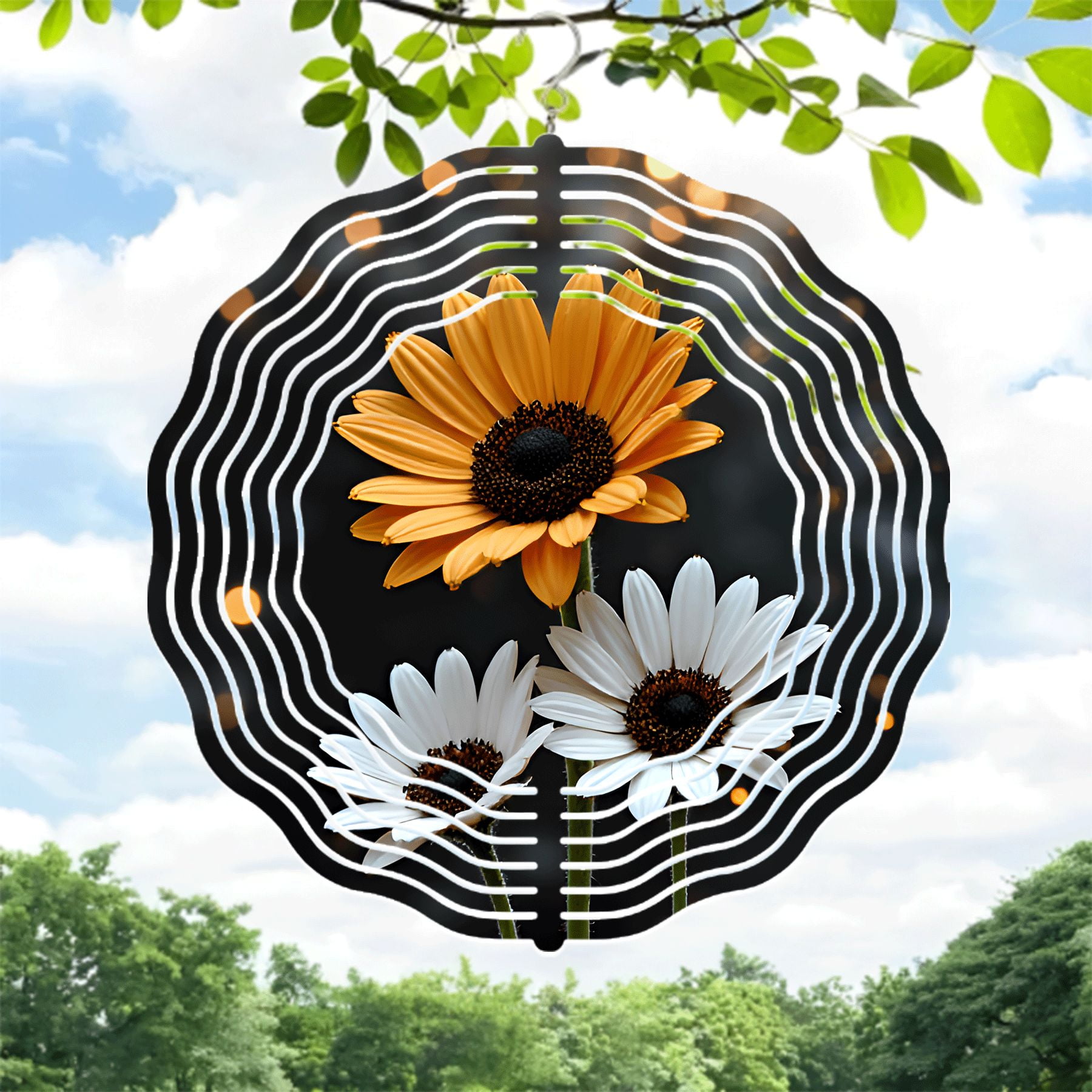 Vibrant Metal Hanging Wind Spinners with Abstract Concentric Patterns ...