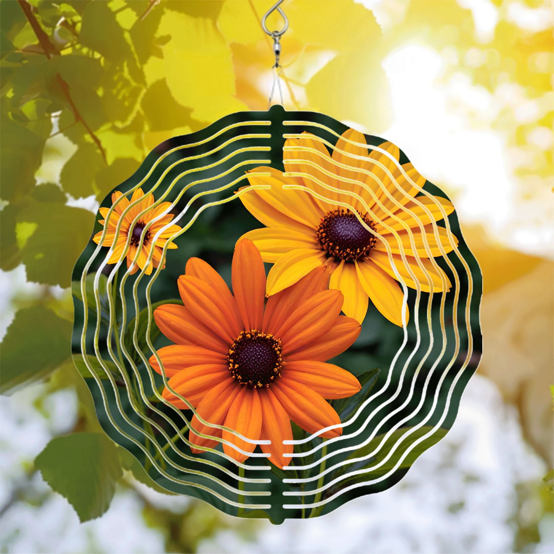 Vibrant Metal Hanging Wind Spinners with Artistic Circular Pattern ...