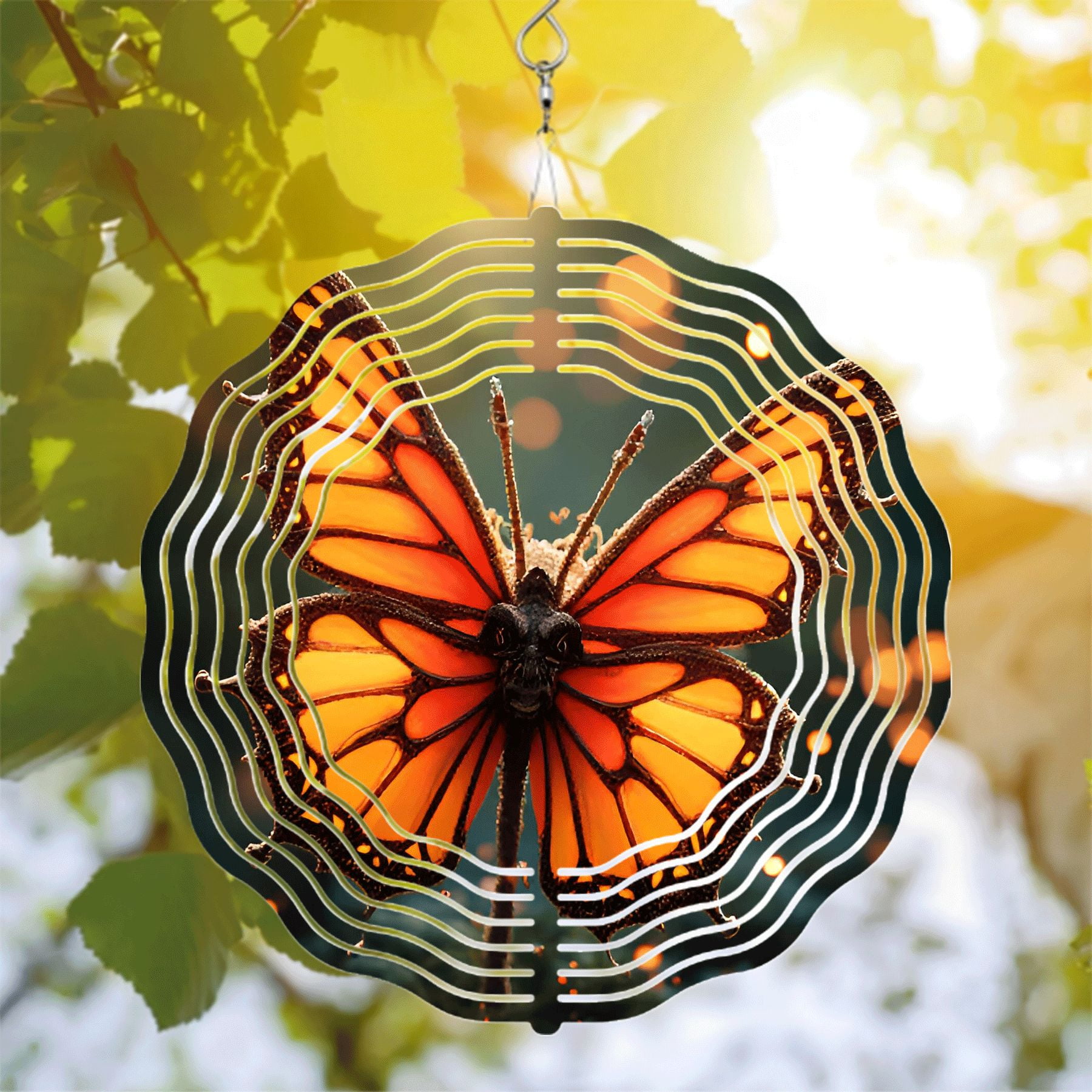 Vibrant Metal Hanging Wind Spinners with Artistic Concentric Circular ...