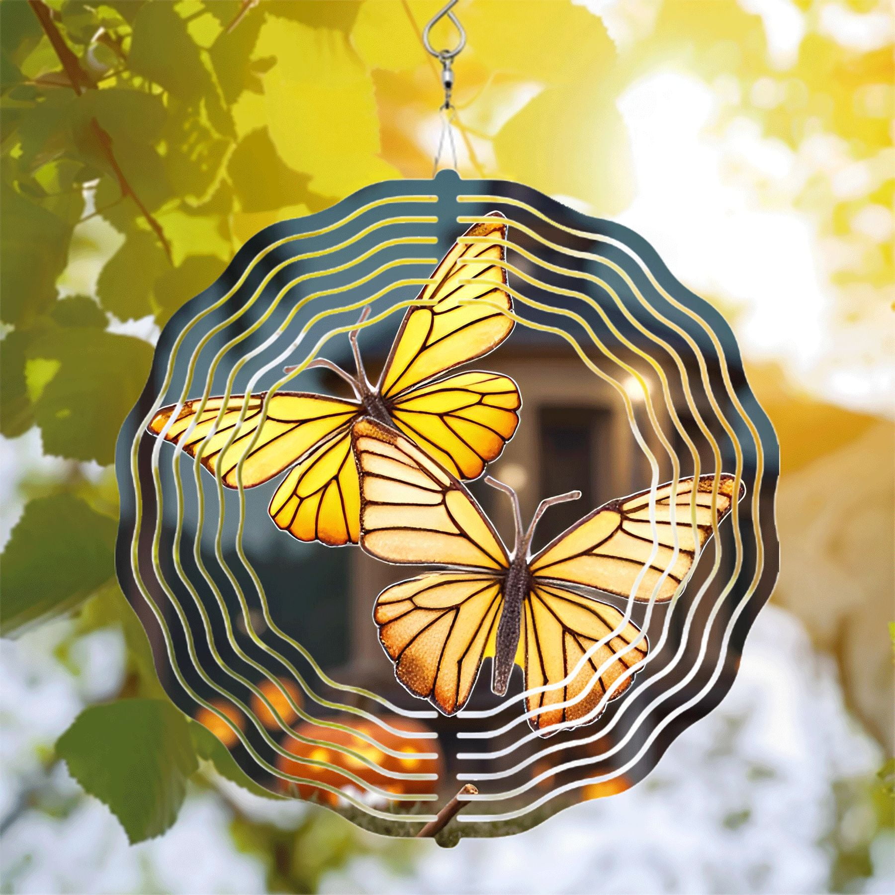 Vibrant Metal Hanging Wind Spinners with Butterfly Design - Colorful ...