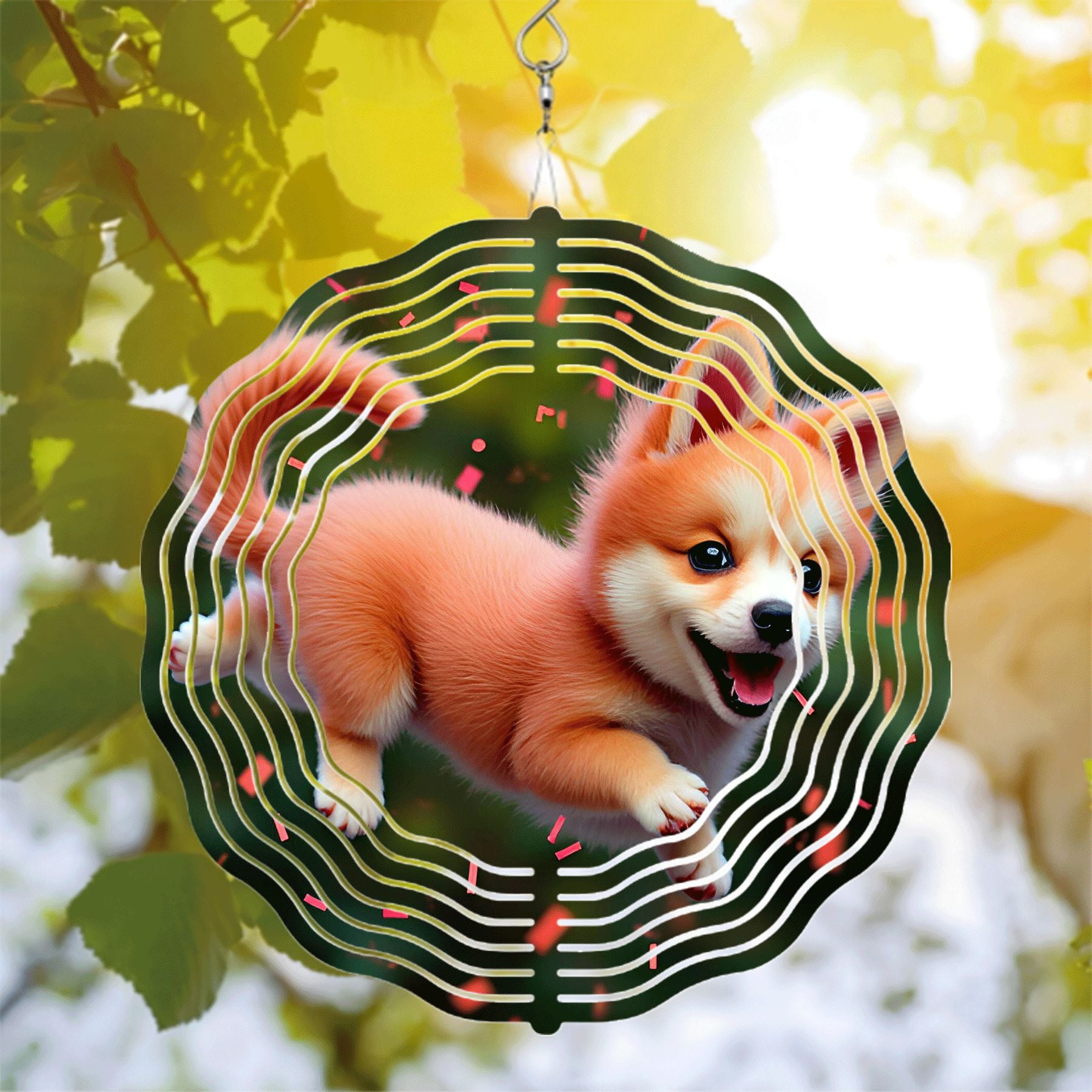 Vibrant Metal Hanging Wind Spinners with Cheerful Puppy Design & Sound ...