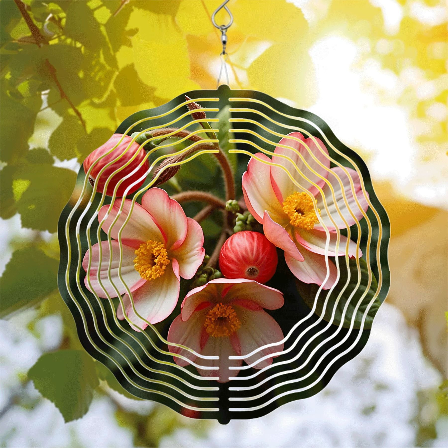 Vibrant Metal Hanging Wind Spinners with Circular Concentric Line ...