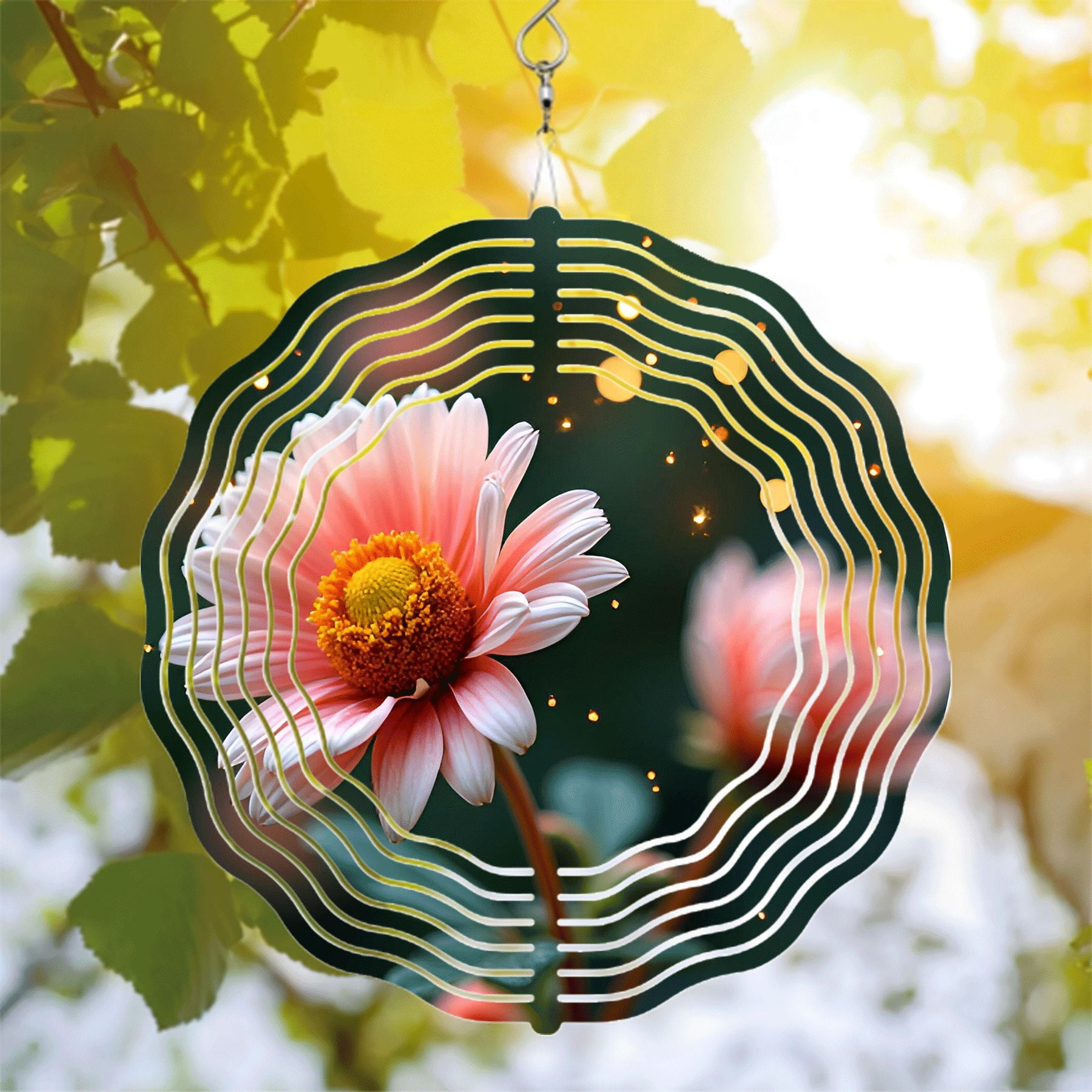 Vibrant Metal Hanging Wind Spinners with Circular Concentric Patterns ...