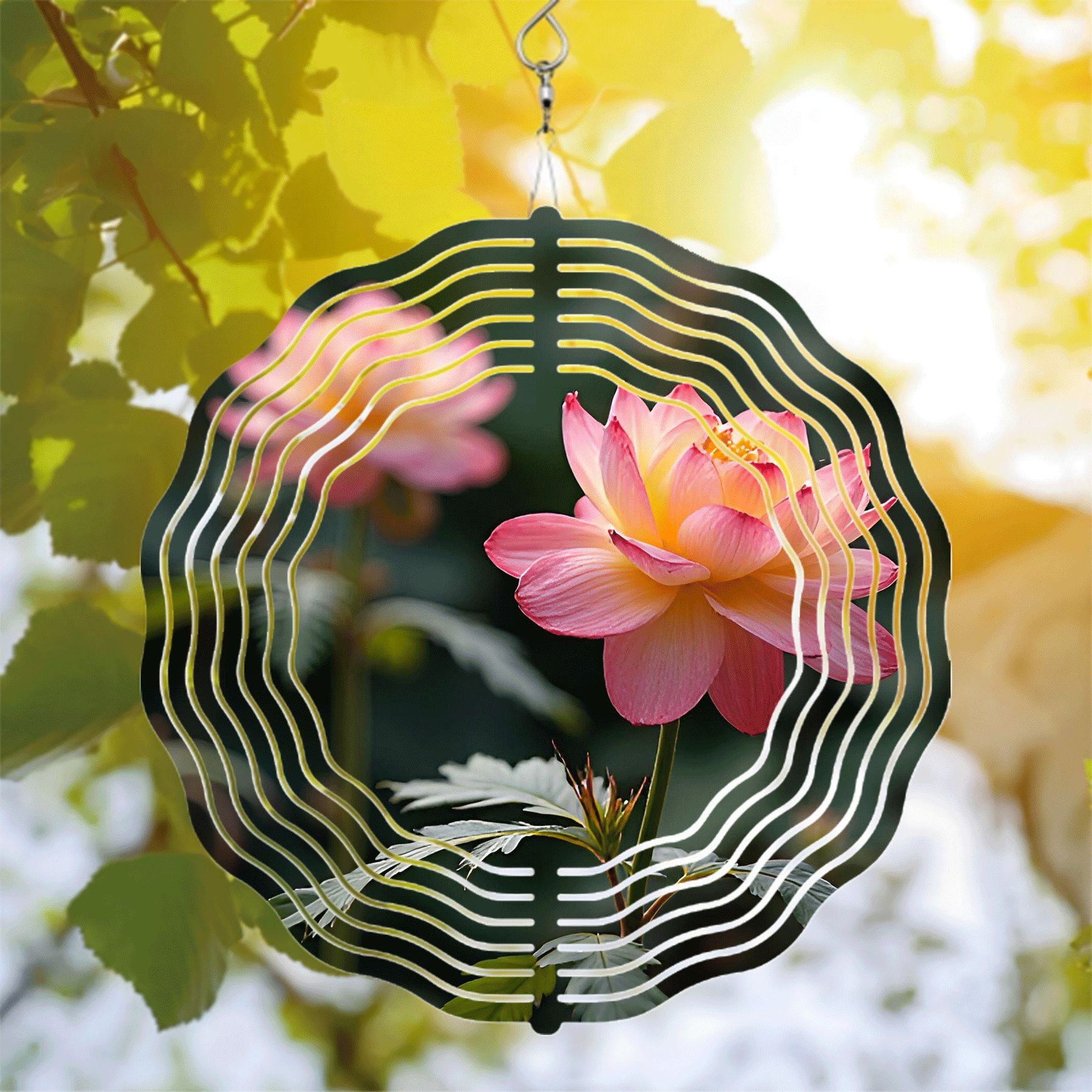 Vibrant Metal Hanging Wind Spinners with Concentric Circle Design ...