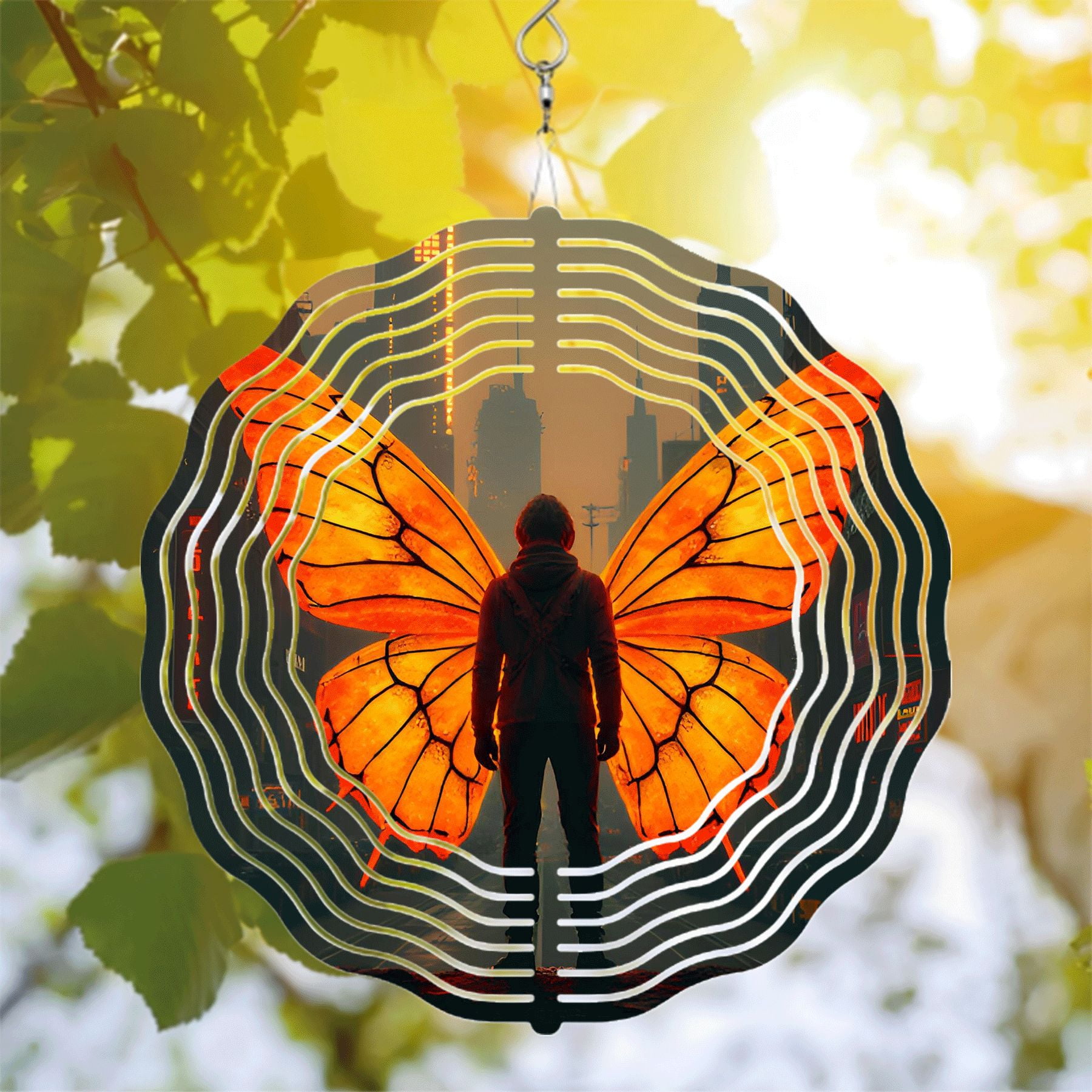 Vibrant Metal Hanging Wind Spinners with Concentric Circle Design ...