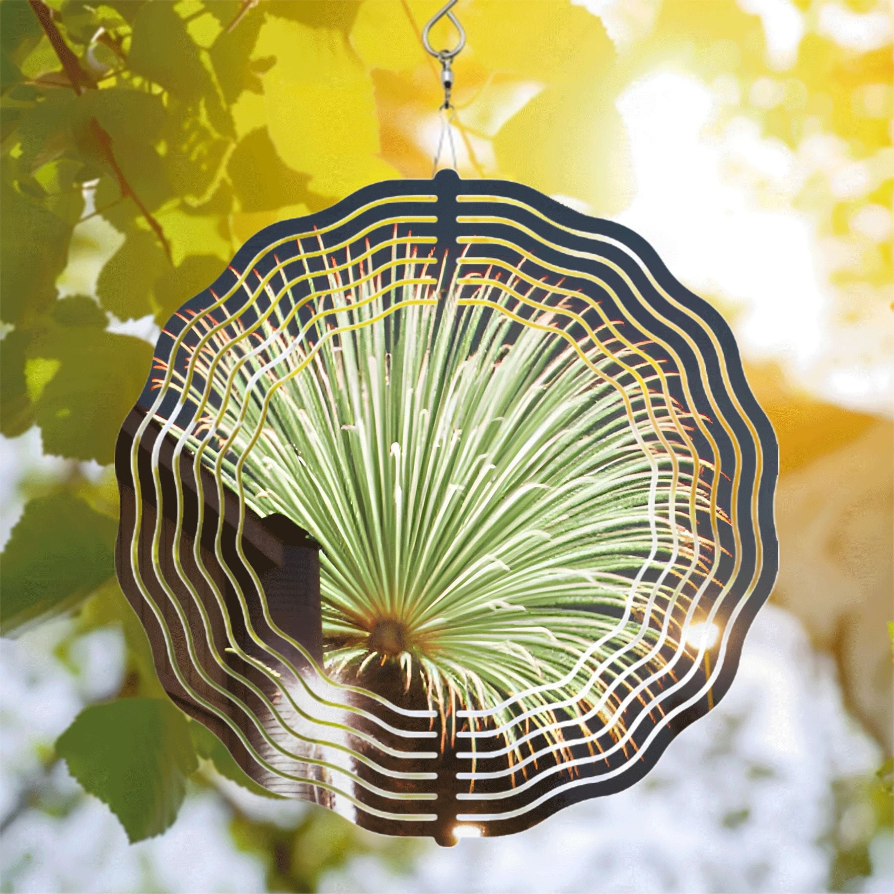 Vibrant Metal Hanging Wind Spinners with Concentric Circular Pattern ...
