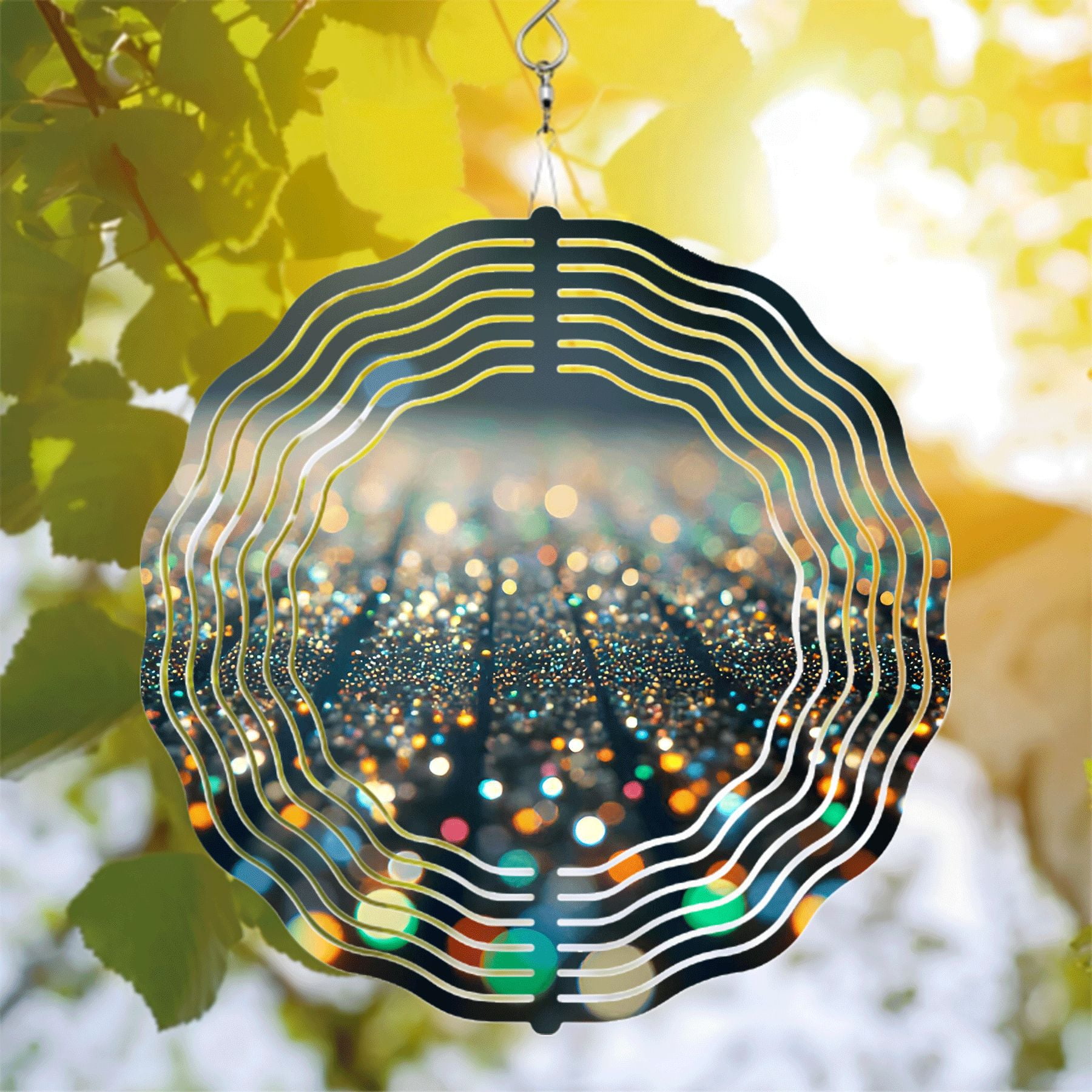 Vibrant Metal Hanging Wind Spinners with Concentric Circular Patterns ...