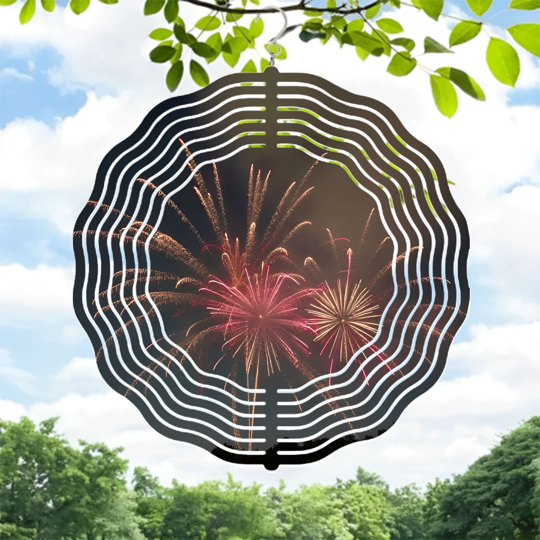 Vibrant Metal Hanging Wind Spinners with Concentric Circular Patterns ...