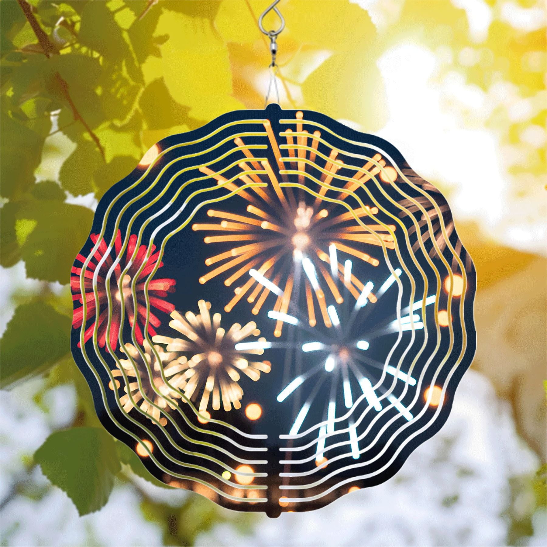 Vibrant Metal Hanging Wind Spinners with Concentric Circular Patterns ...