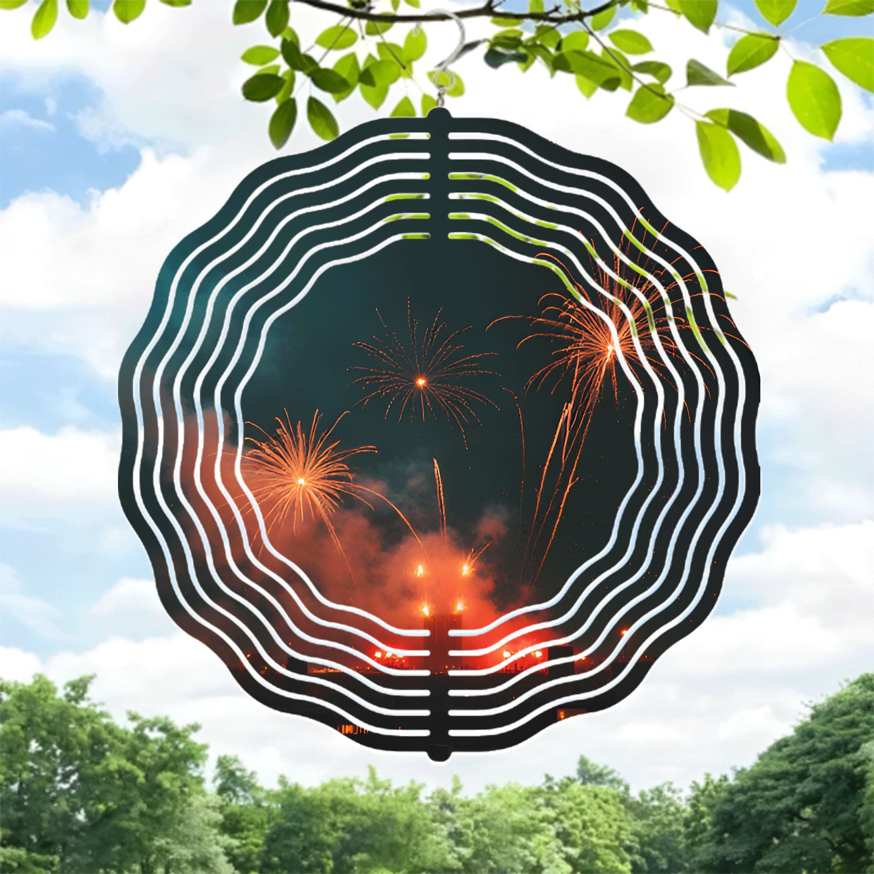 Vibrant Metal Hanging Wind Spinners with Concentric Circular Patterns ...