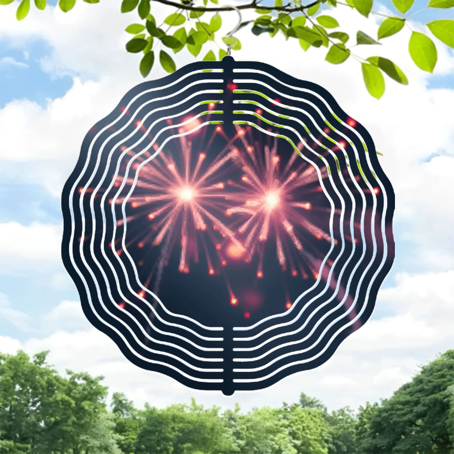 Vibrant Metal Hanging Wind Spinners with Concentric Circular Waves ...