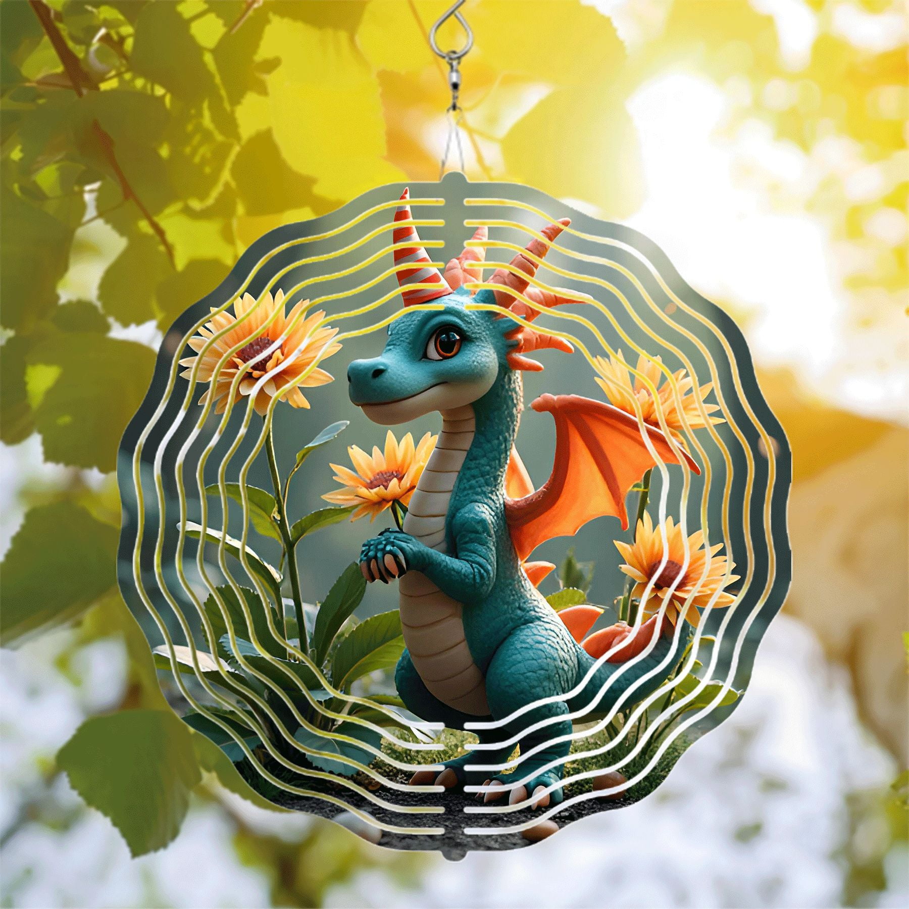Vibrant Metal Hanging Wind Spinners with Concentric Pattern Design ...