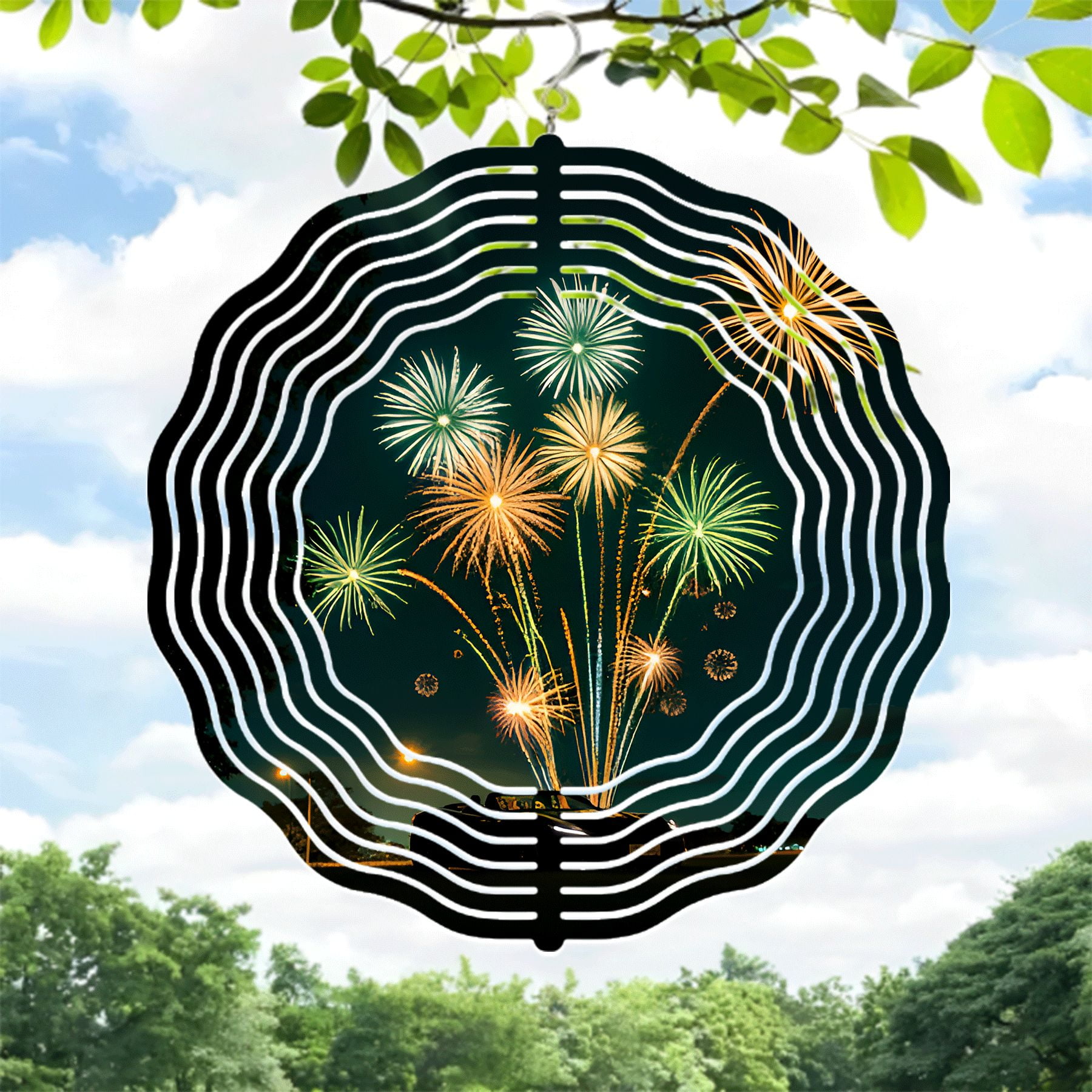 Vibrant Metal Hanging Wind Spinners with Concentric Patterns & Colorful ...