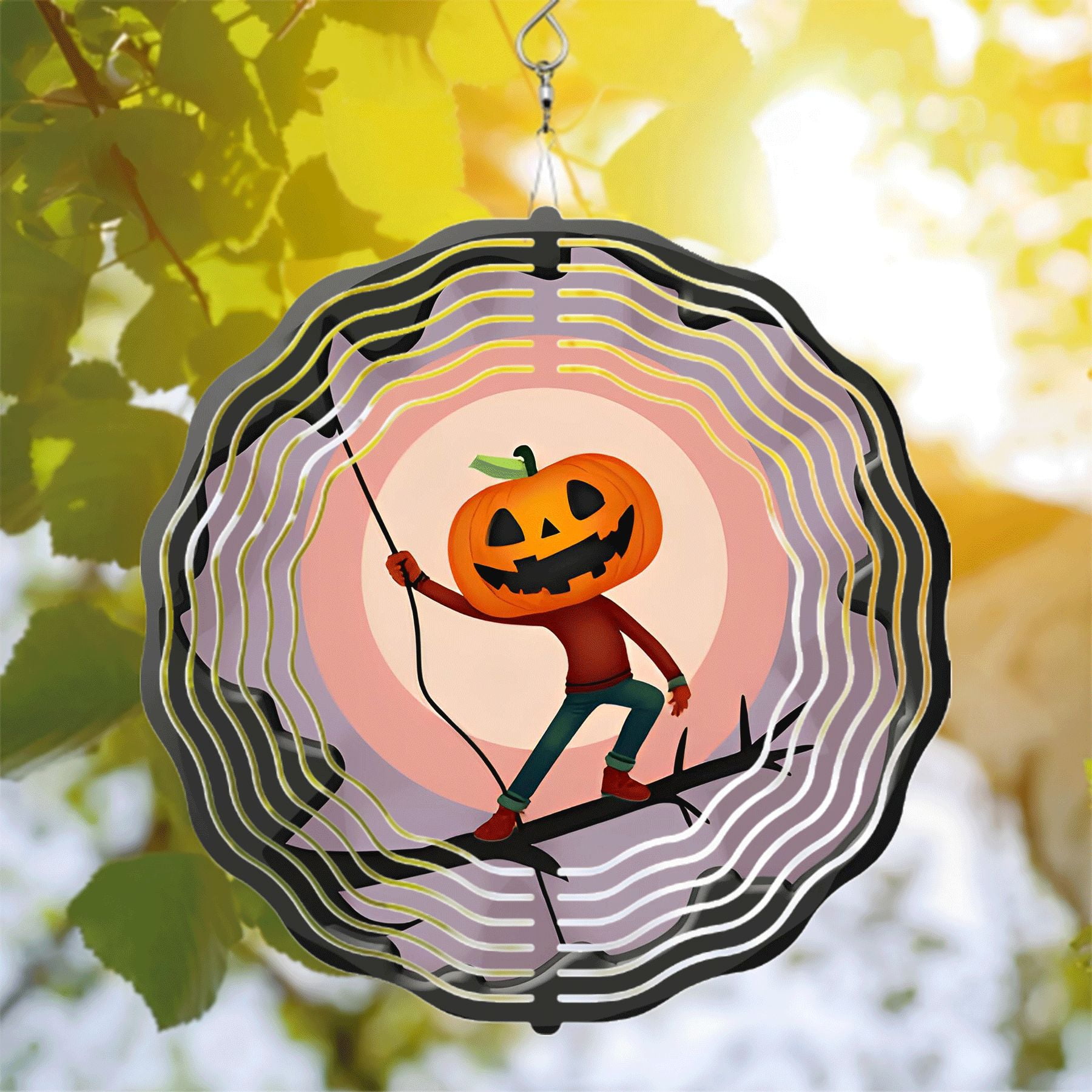 Vibrant Metal Hanging Wind Spinners with Concentric Purple & Pink ...