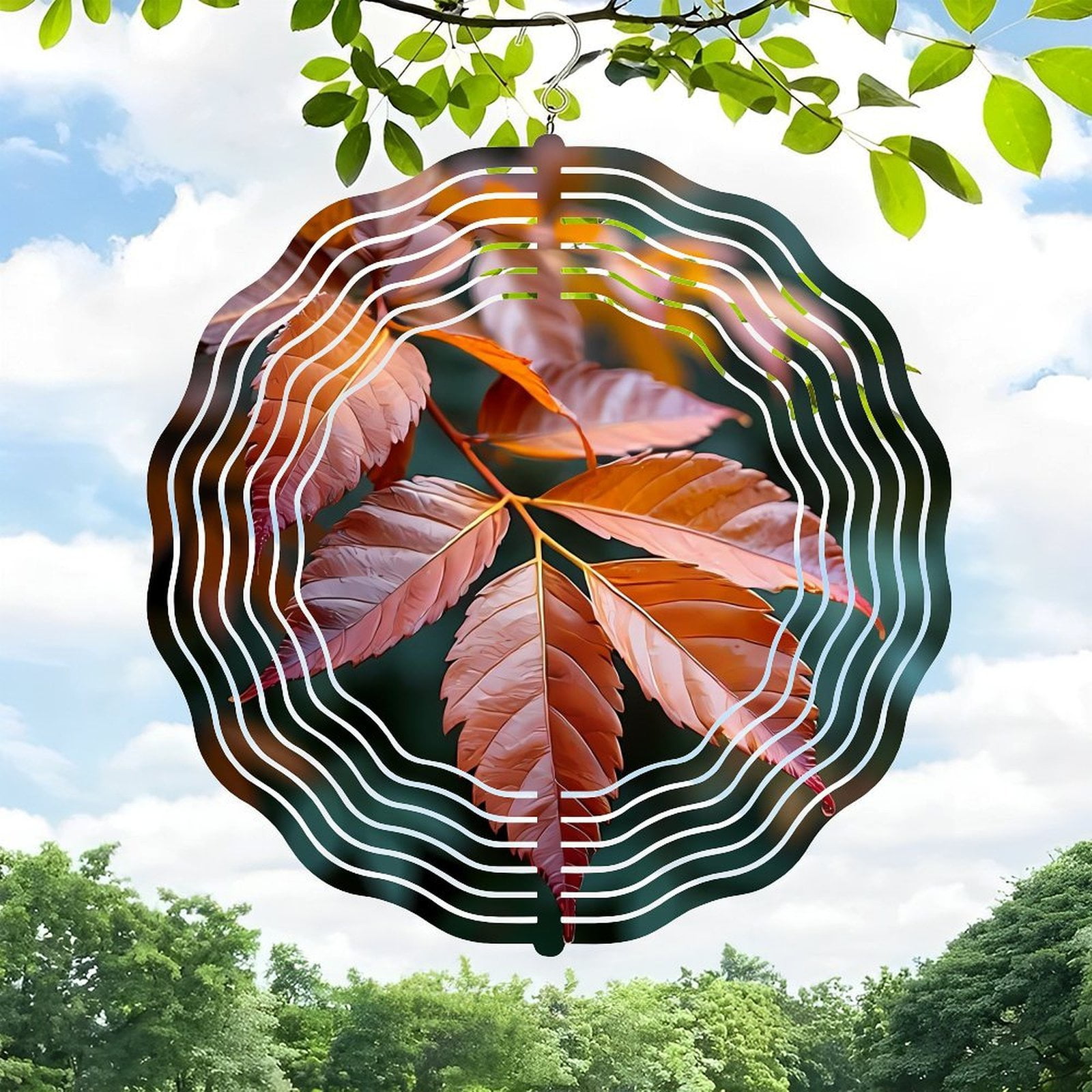 Vibrant Metal Hanging Wind Spinners with Concentric Ripple Design ...