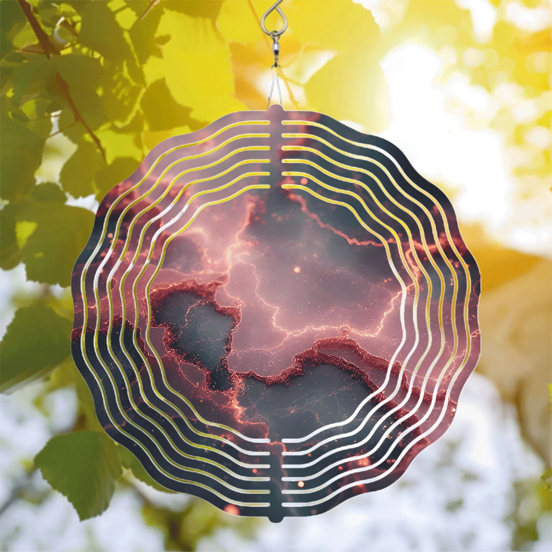 Vibrant Metal Hanging Wind Spinners with Concentric Sound Wave Design ...