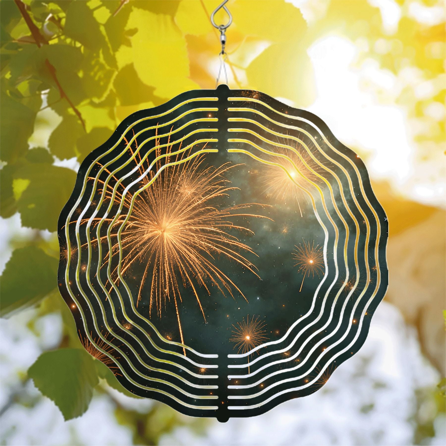 Vibrant Metal Hanging Wind Spinners with Concentric Wave Design ...