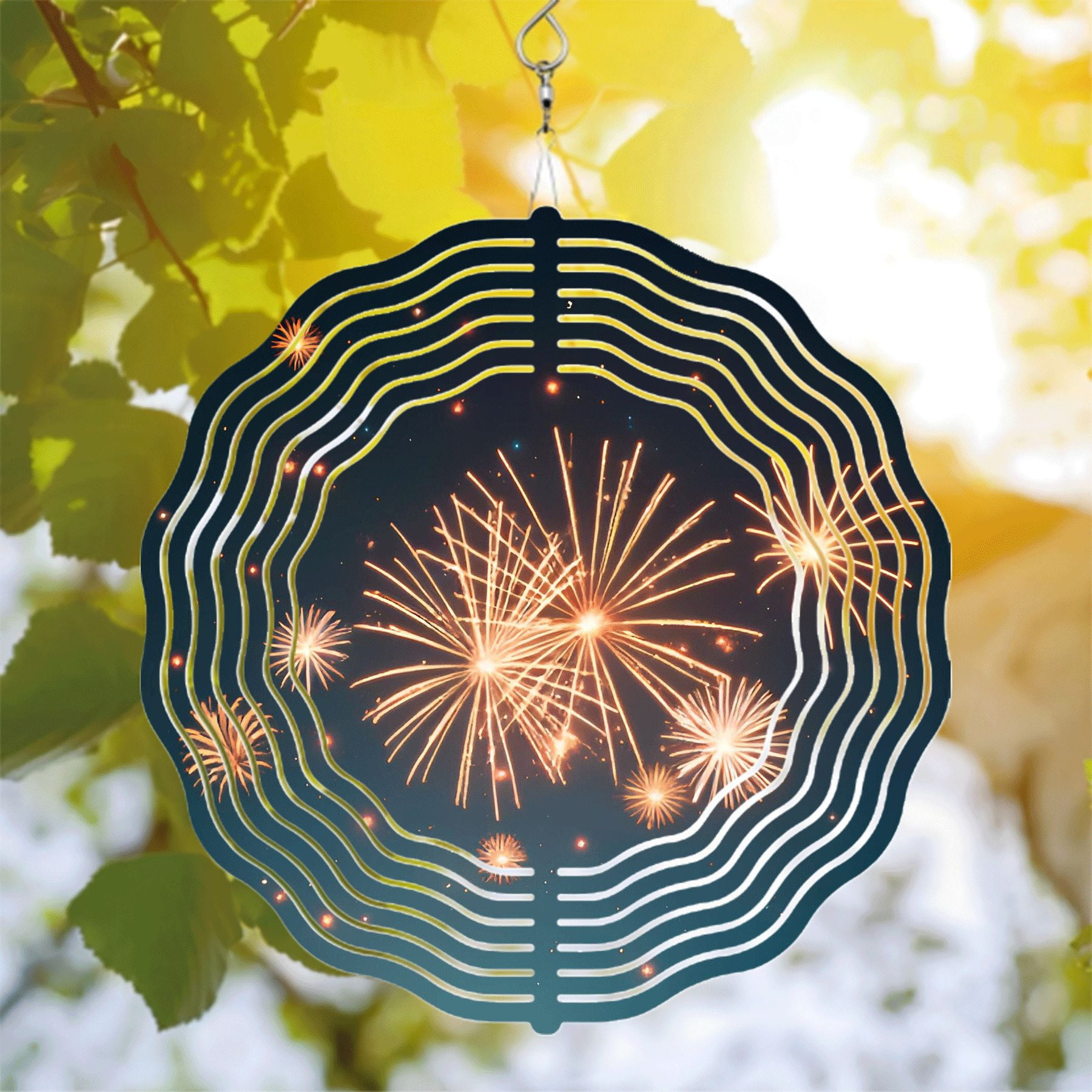 Vibrant Metal Hanging Wind Spinners with Concentric Wave Patterns ...