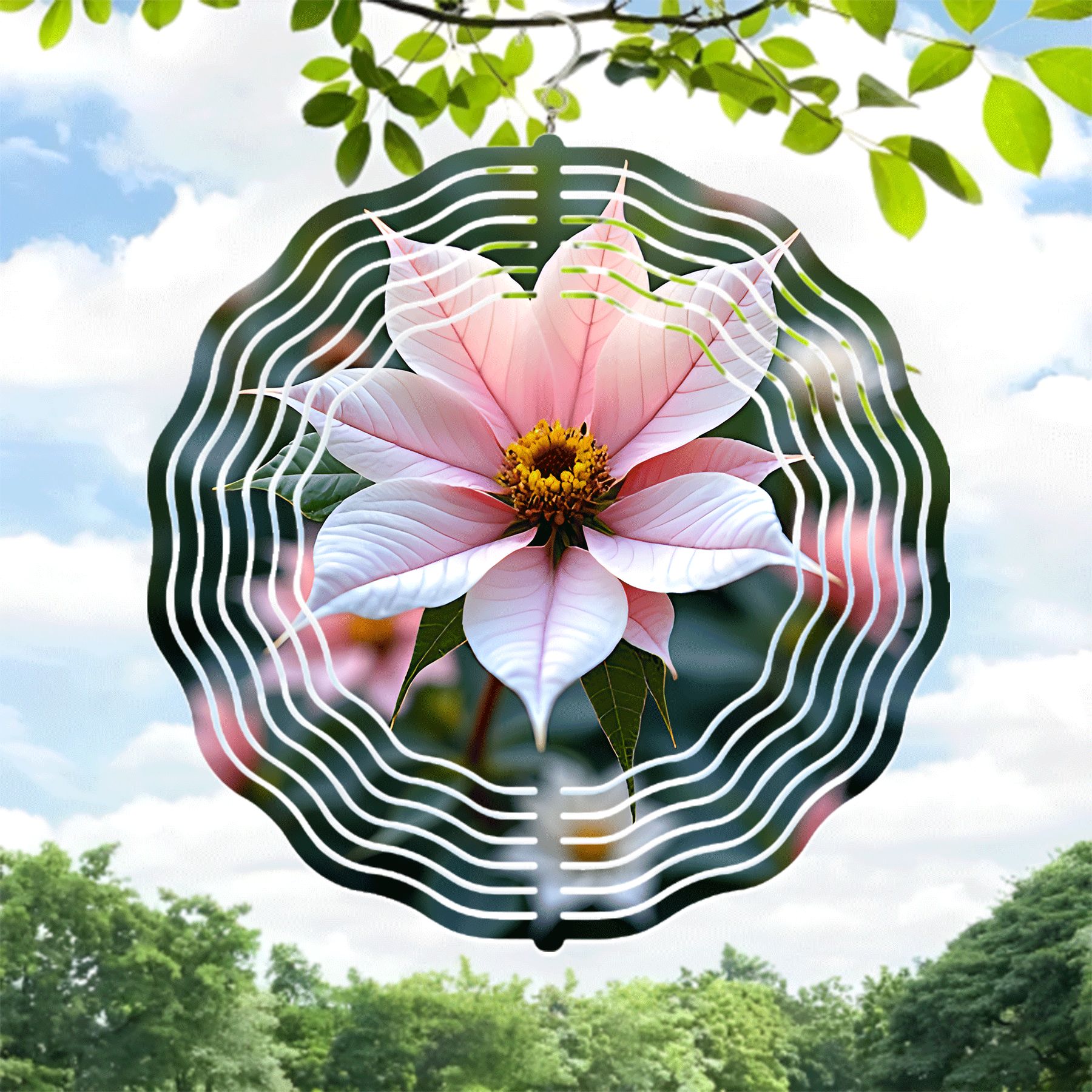 Vibrant Metal Hanging Wind Spinners with Concentric White Circular ...