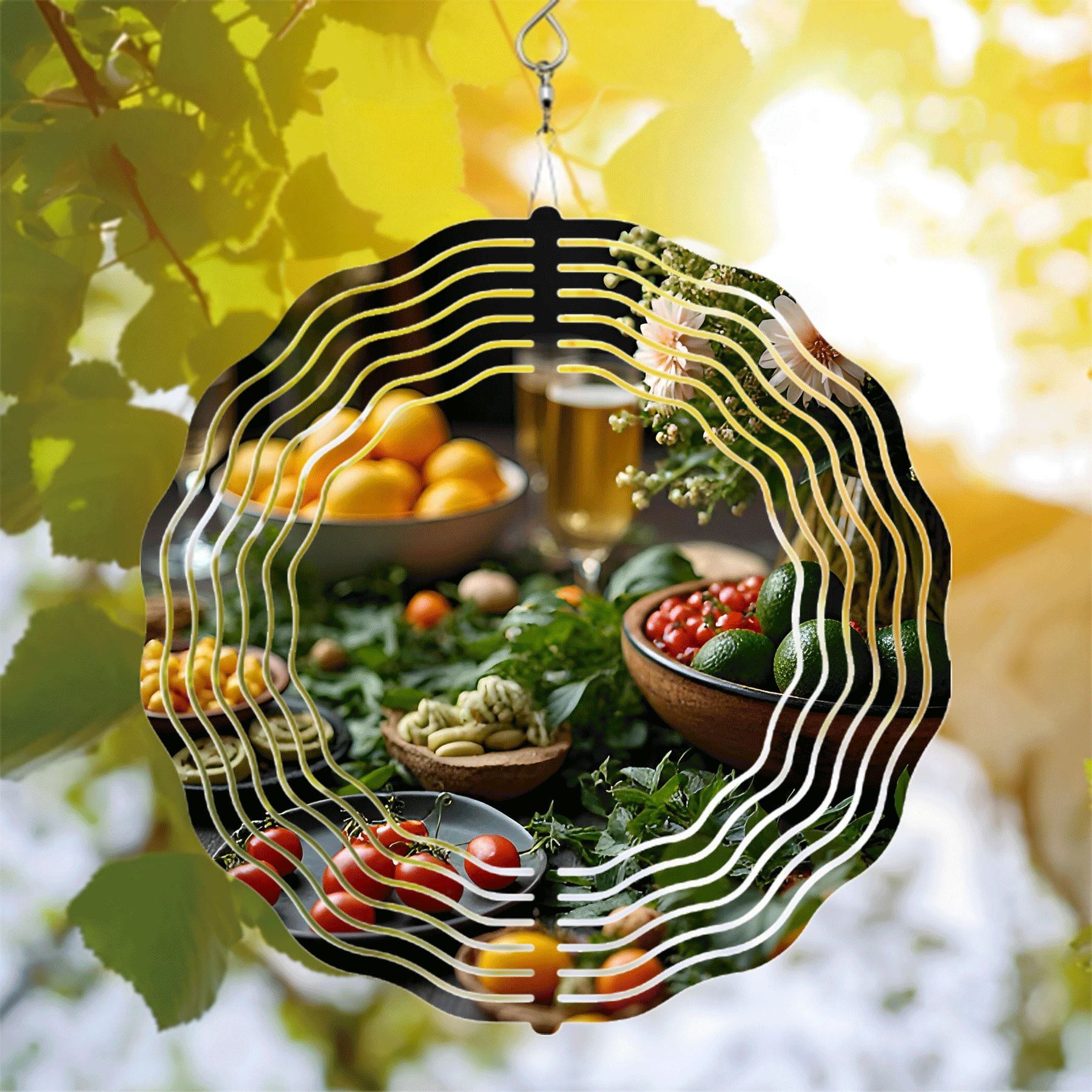 Vibrant Metal Hanging Wind Spinners with Dynamic Sound Wave Design ...