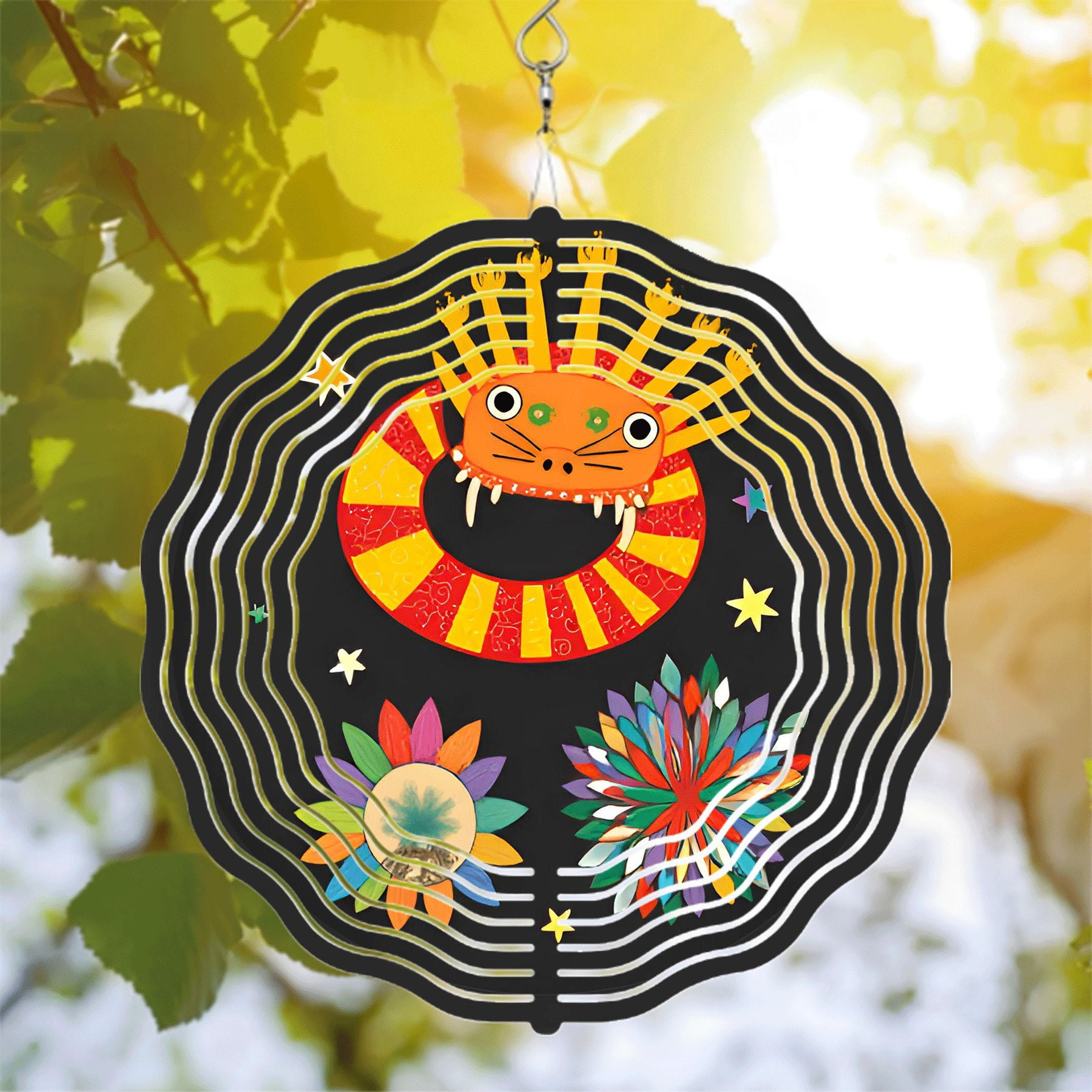 Vibrant Metal Hanging Wind Spinners with Fierce Dragon Design ...