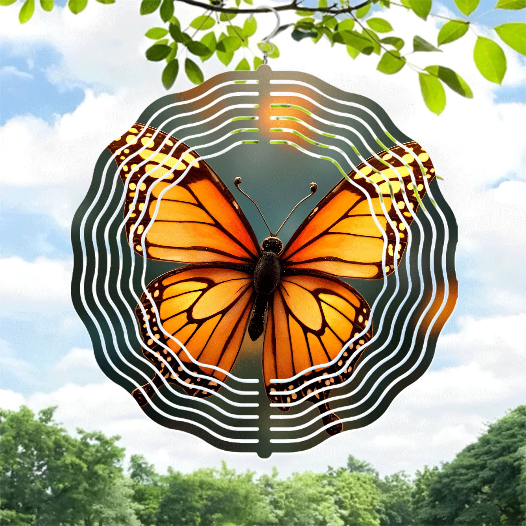 Vibrant Metal Hanging Wind Spinners with Intricate Concentric Patterns ...