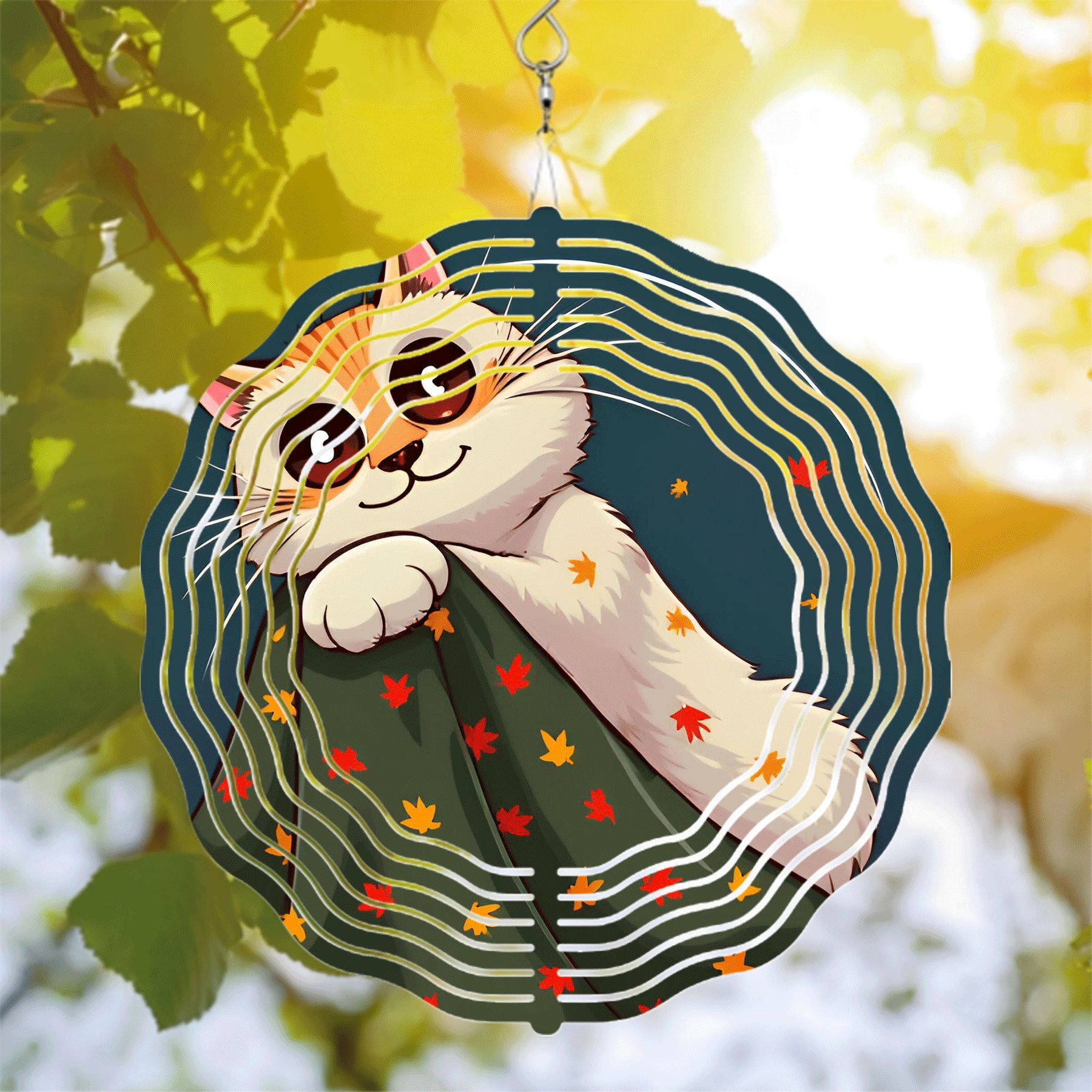 Vibrant Metal Hanging Wind Spinners with Leaf Patterns - Colorful ...