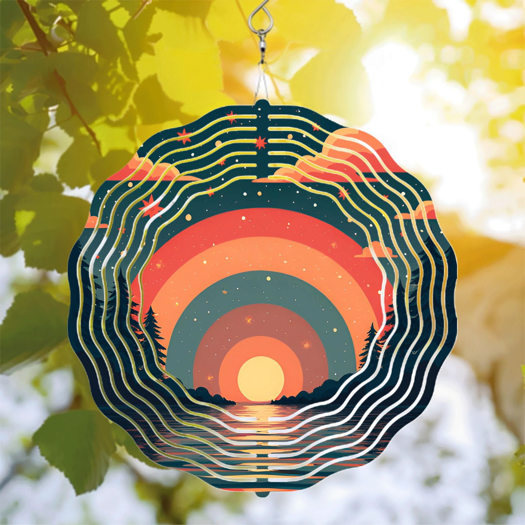 Vibrant Metal Hanging Wind Spinners with Mandala Design - Colorful ...